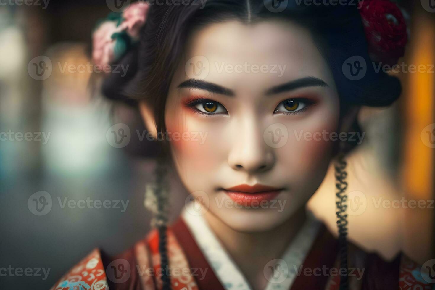 Portrait of a Japanese woman in national clothes. Neural network AI generated 29617339 Stock ...