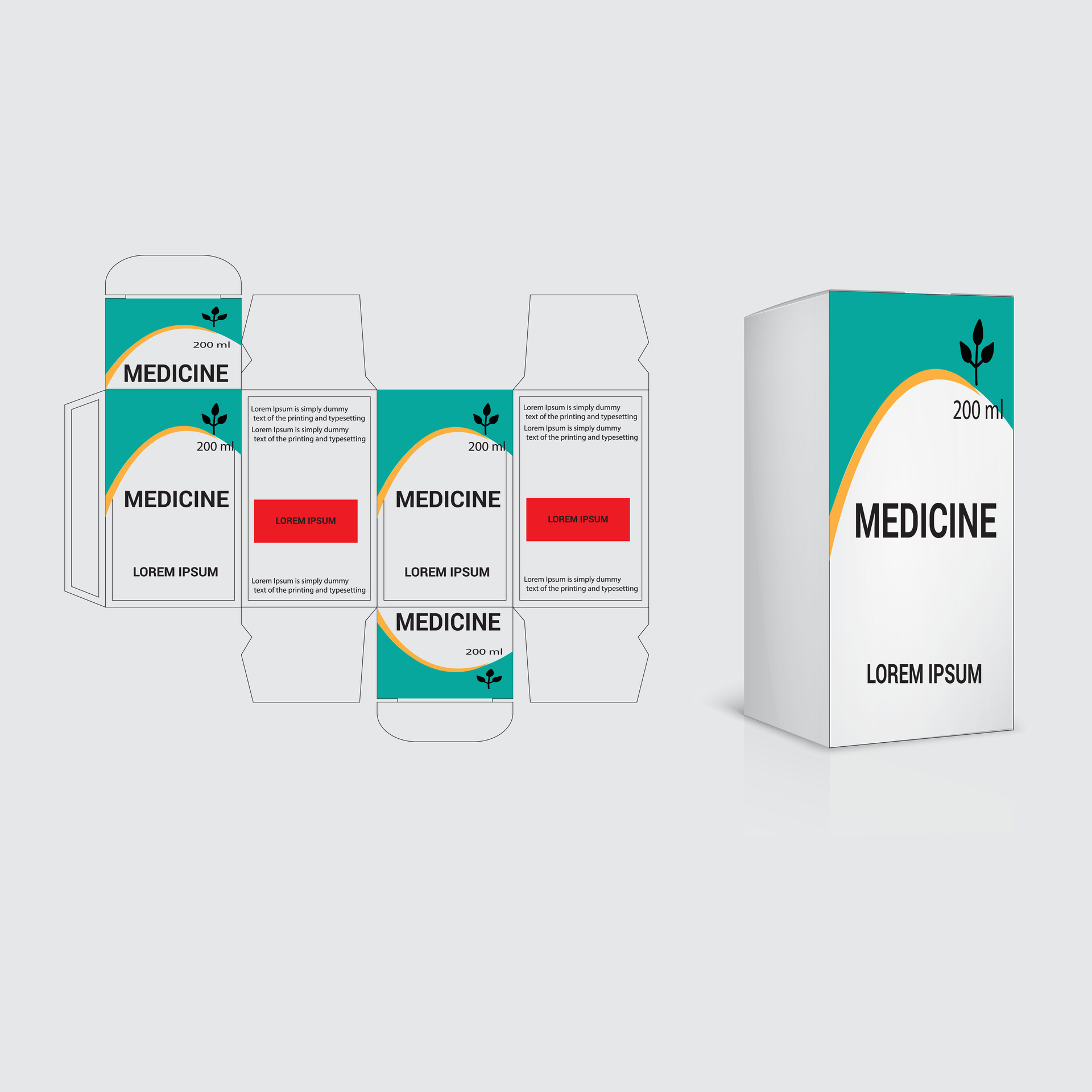 Supplements and Cosmetic box design, Package design template, box outline, Box Packaging design ...