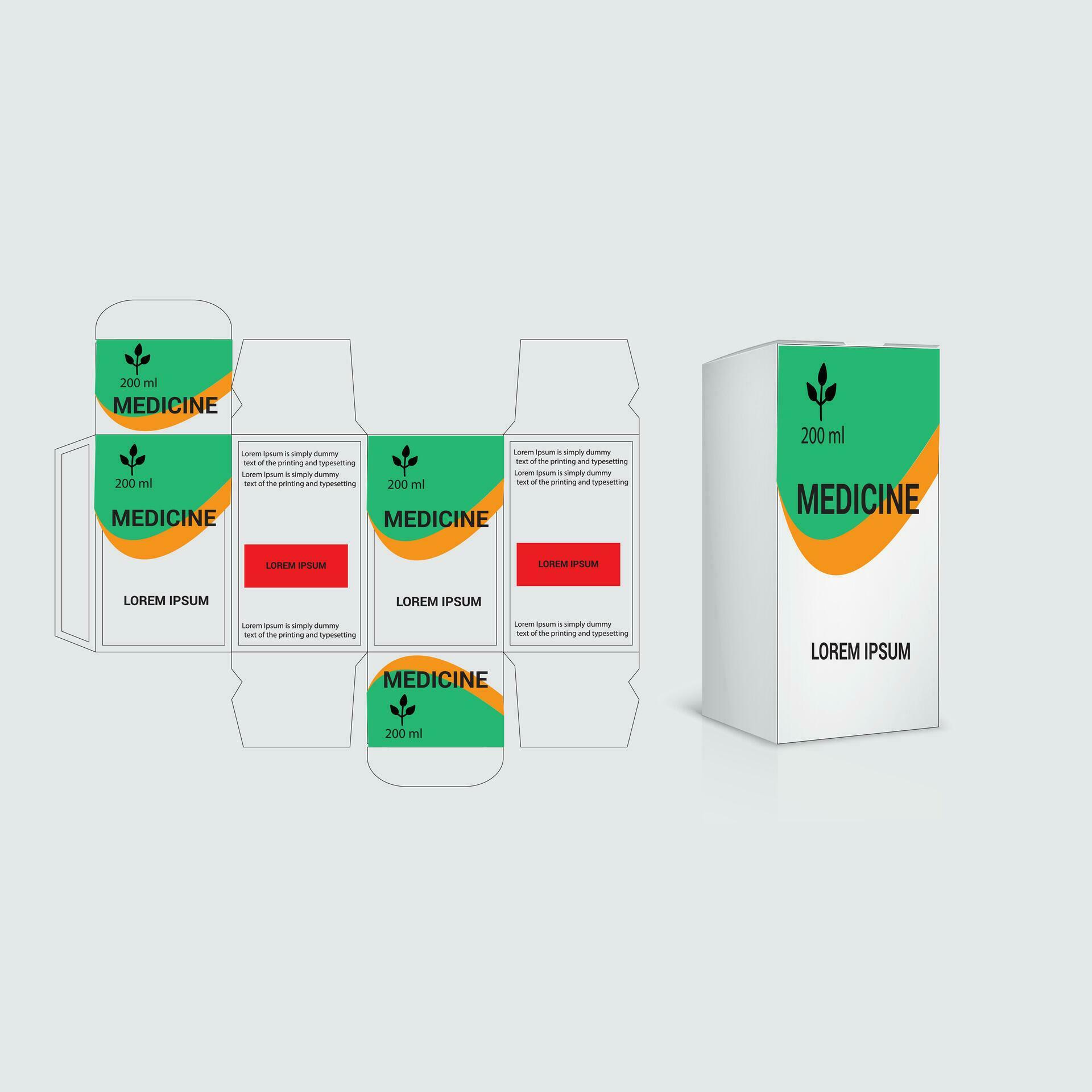 Supplements and Cosmetic box design, Package design template, box outline, Box Packaging design ...