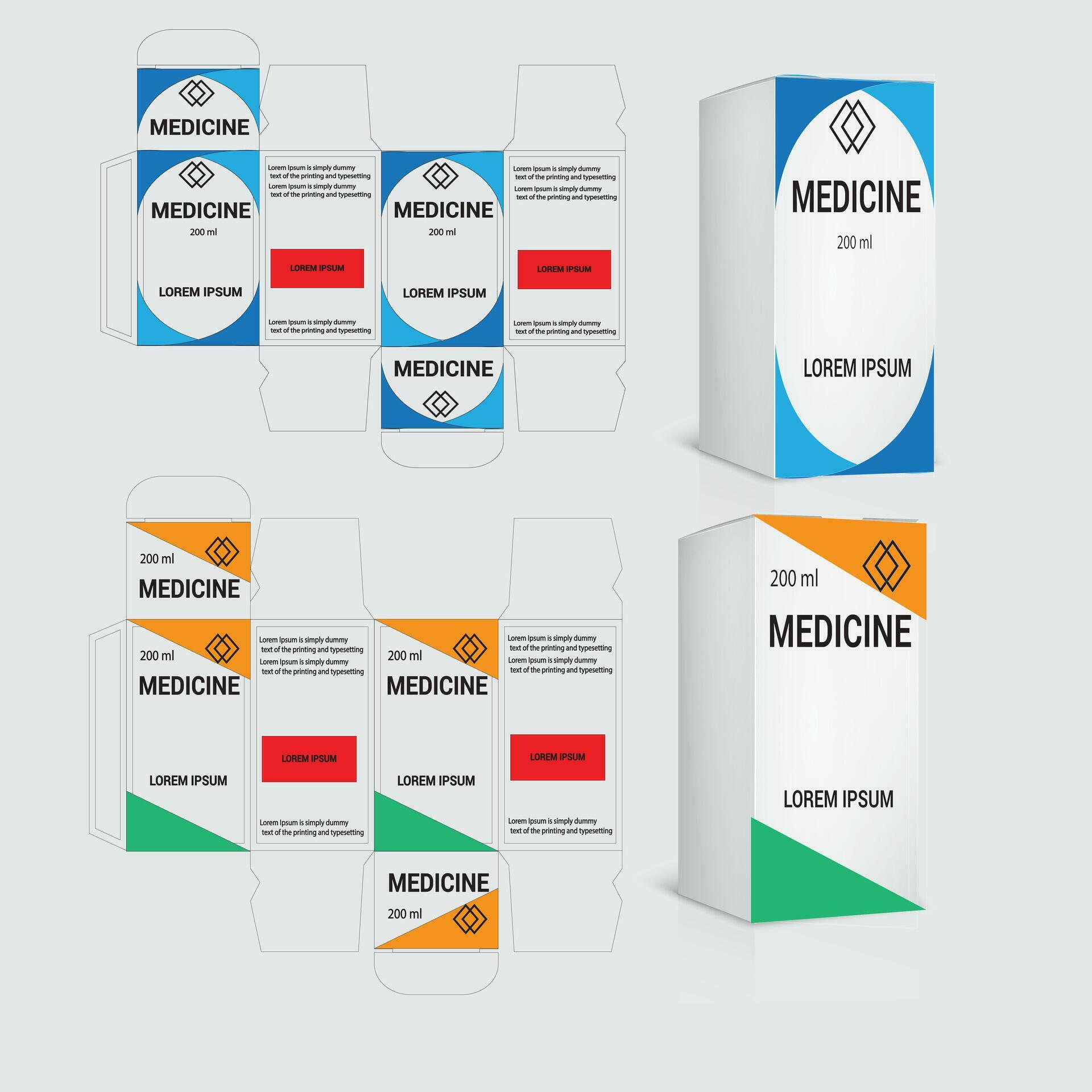 Supplements and Cosmetic box design, Package design template, box outline, Box Packaging design ...