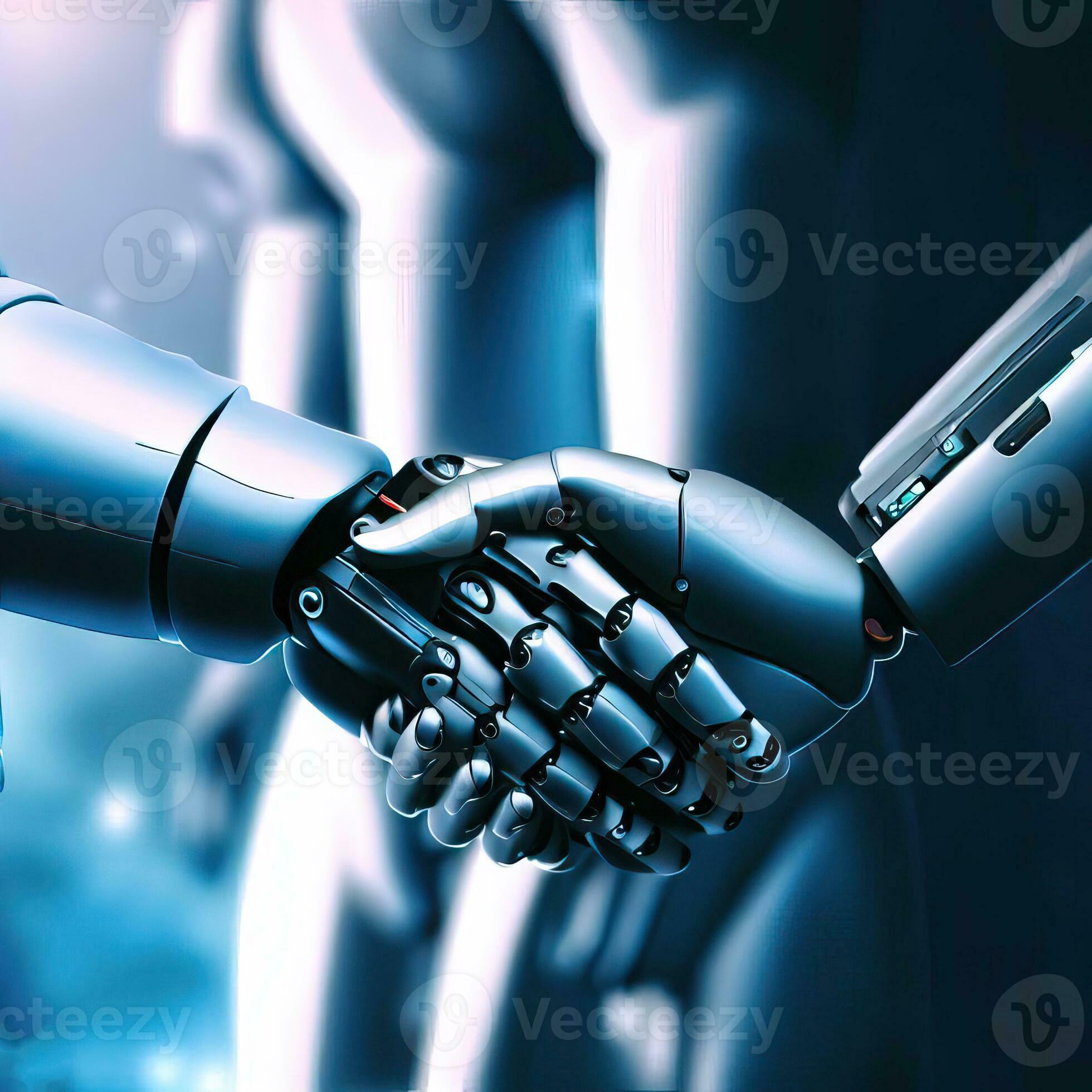 3d rendering robot hand shaking with binary tunnel background Generative AI 29627768 Stock Photo ...