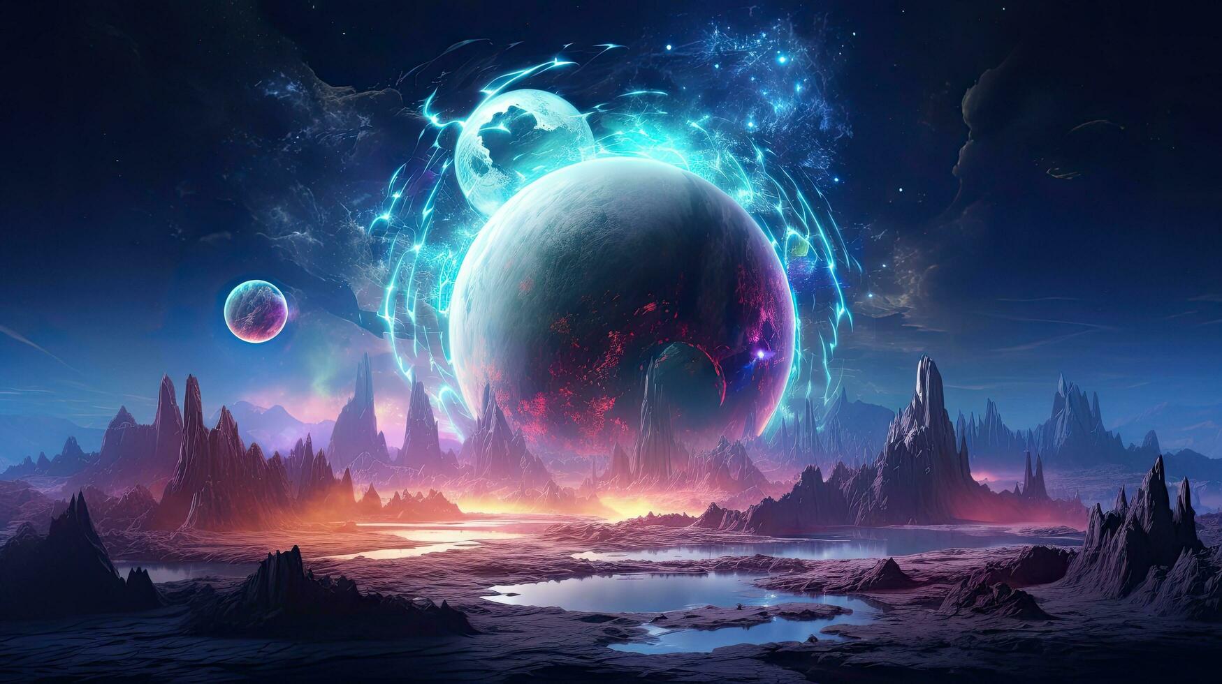 Stars, planets, fantasy landscapes of the future. Futuristic space sci ... Stars, planets, fantasy landscapes of the future. Futuristic space sci ...