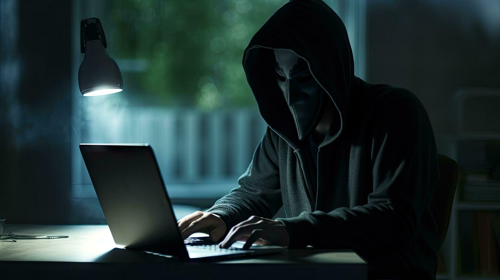 Hackers and Malware Hacker uses abstract laptop with binary code digital interface. 29631353 ...