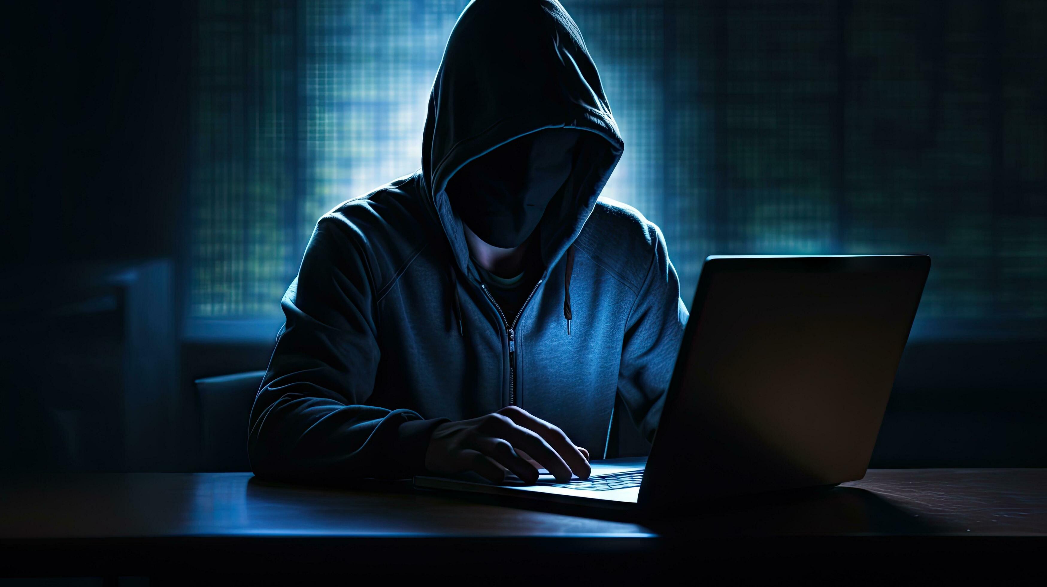 Hackers and Malware Hacker uses abstract laptop with binary code digital interface. 29631354 ...