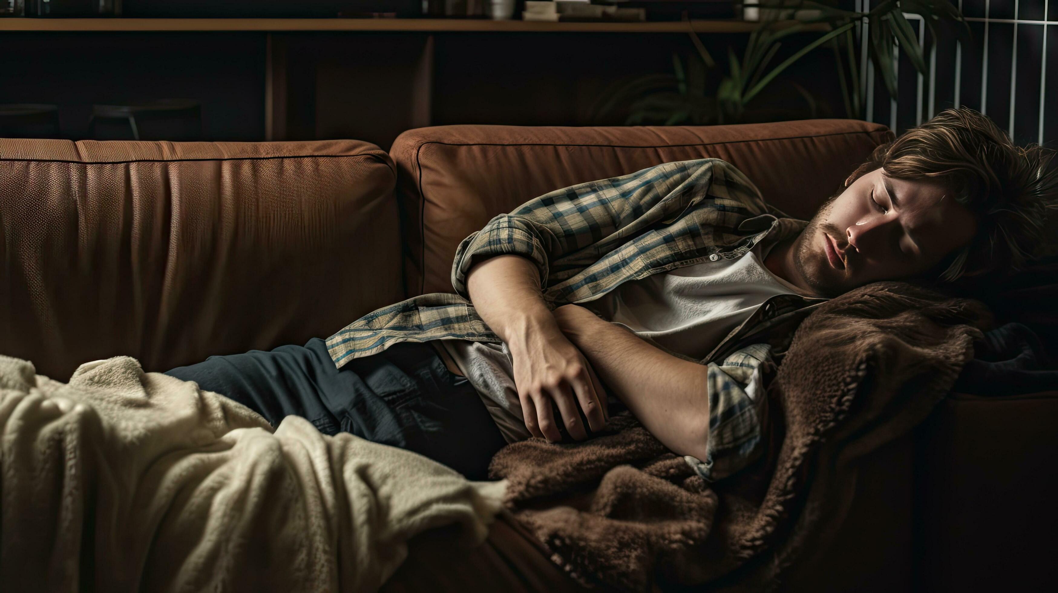 Young man sleeping on sofa at home 29633440 Stock Photo at Vecteezy