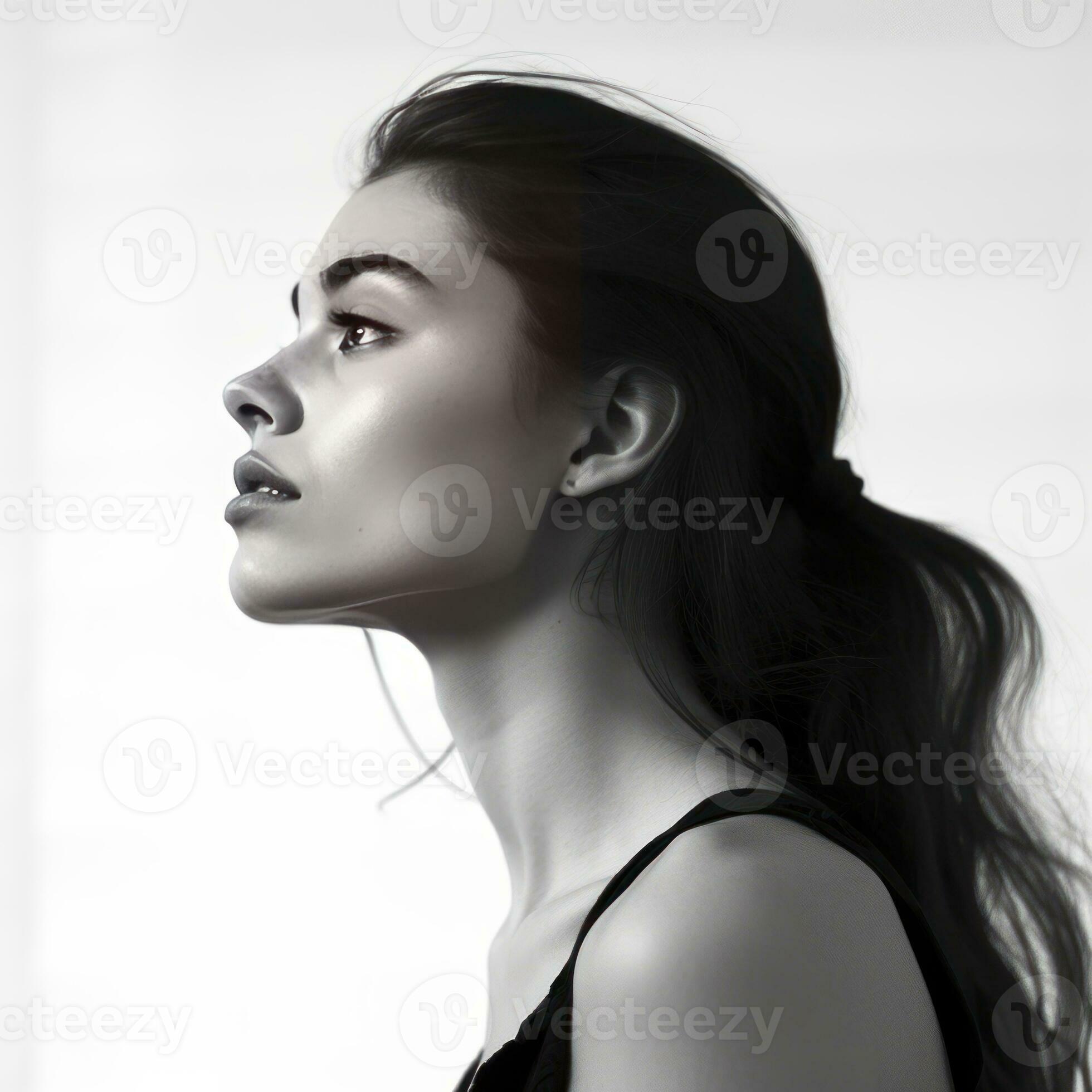 side view of girl face black and white portrait generative AI 29640419 ... side view of girl face black and white portrait generative AI 29640419 ...