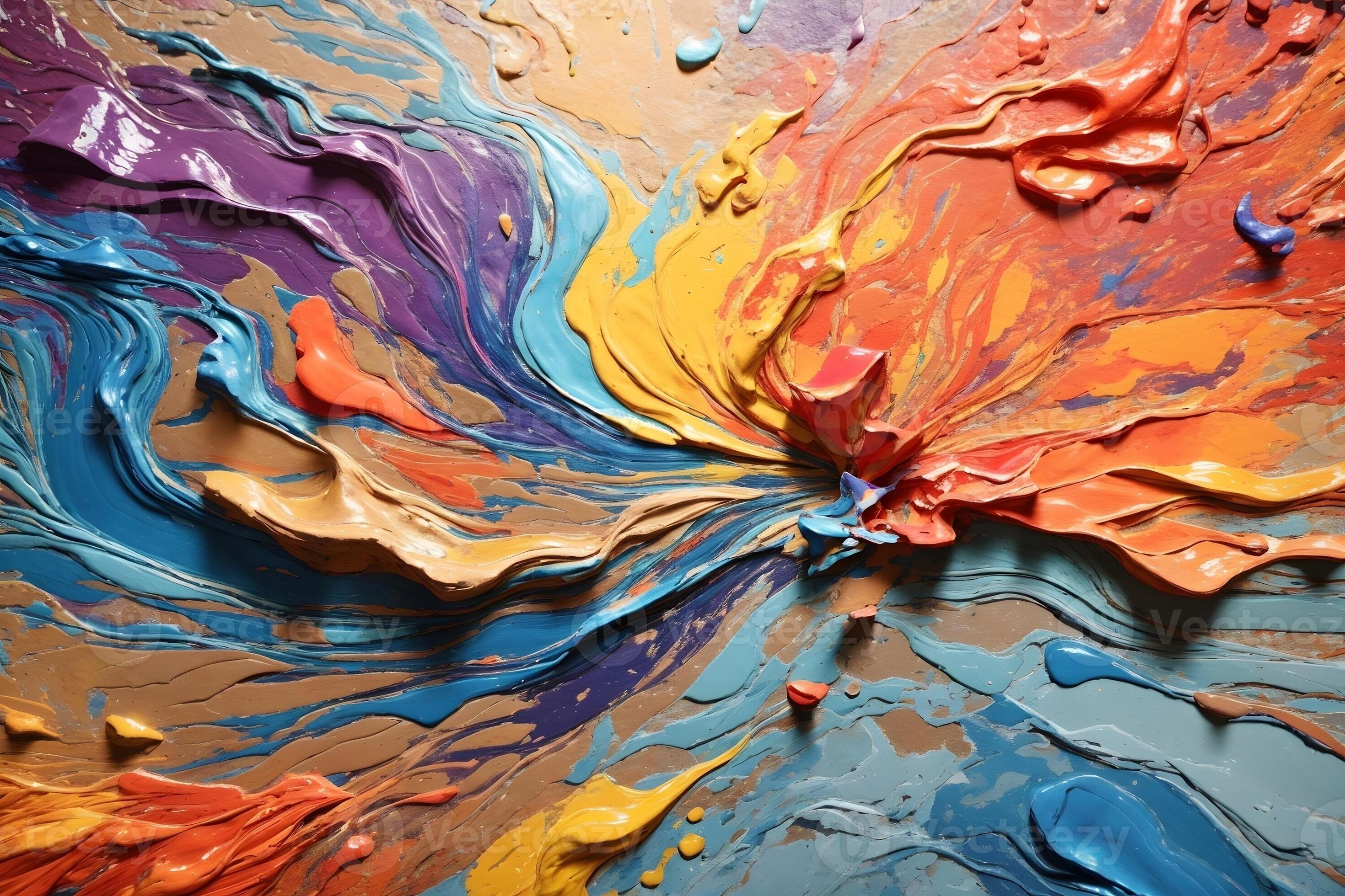 Liquid Paint Background, Oil Paint Mixed on Canvas, Acrylic paint ...