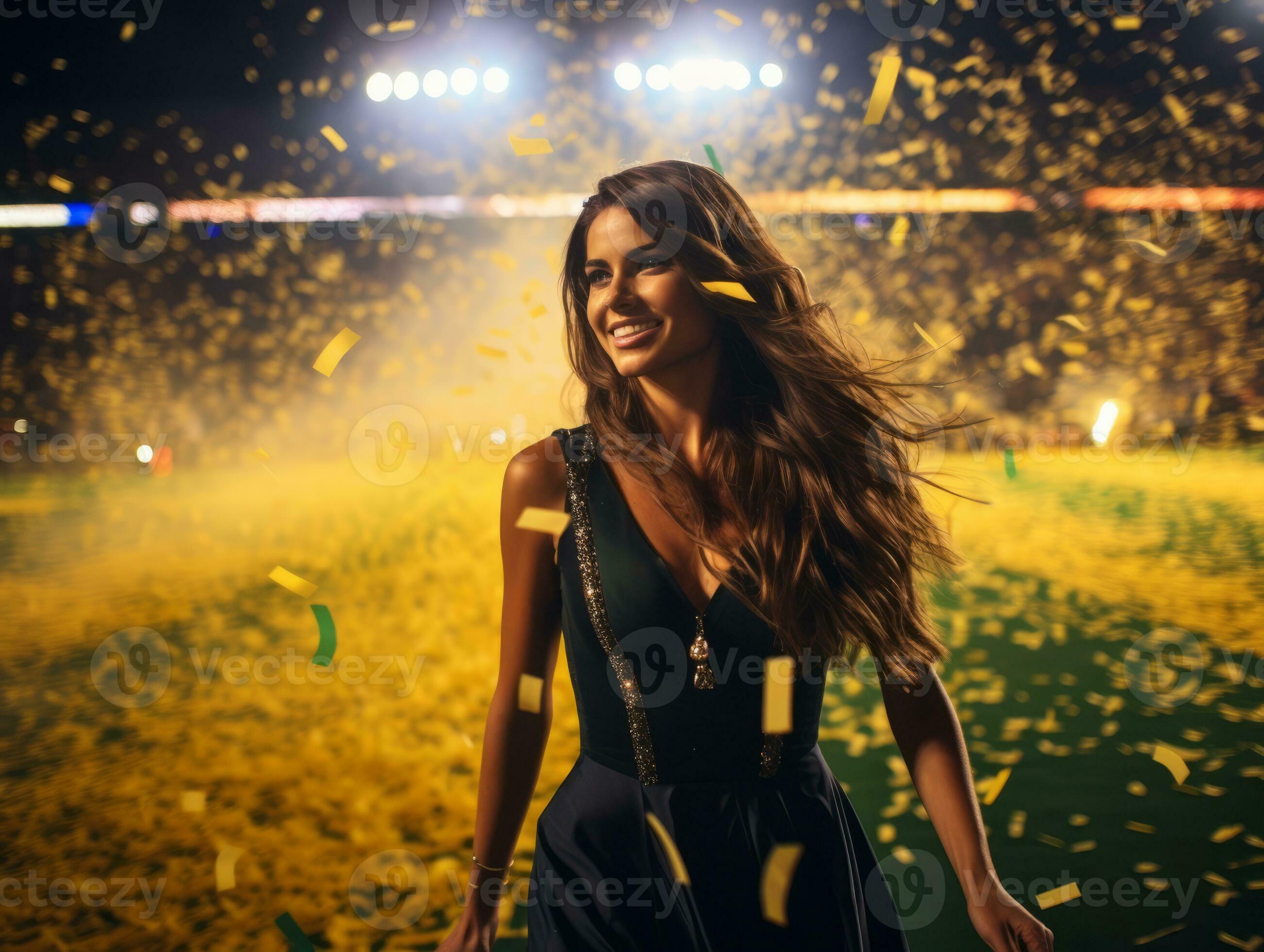 Brazilian Woman Celebrates Her Soccer Teams Victory Ai Generative