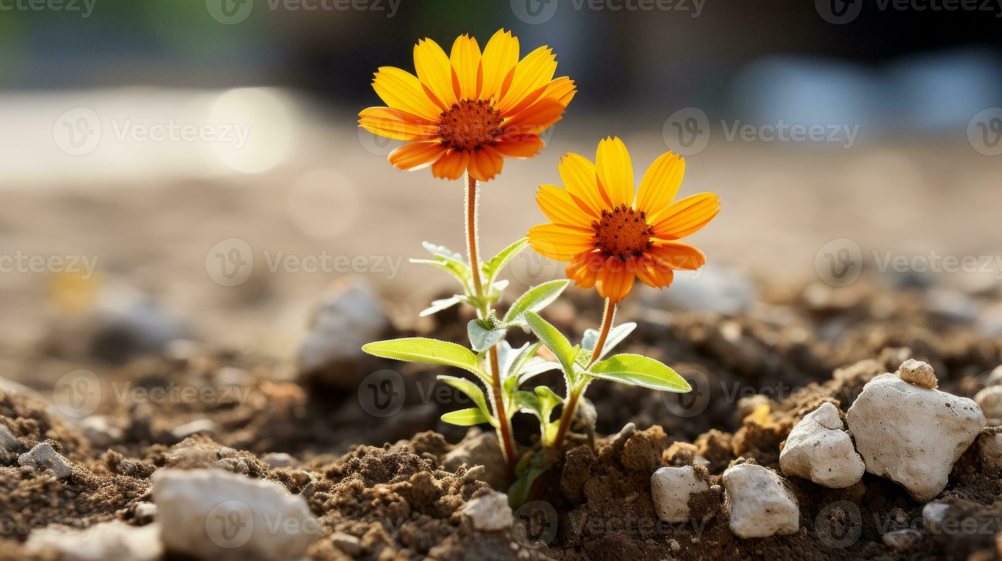 two orange flowers growing out of the ground generative ai 29691958 ... two orange flowers growing out of the ground generative ai 29691958 ...