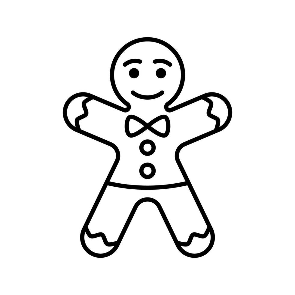 Gingerbread Man Cookie Christmas Line Icon 29694580 Vector Art At Vecteezy