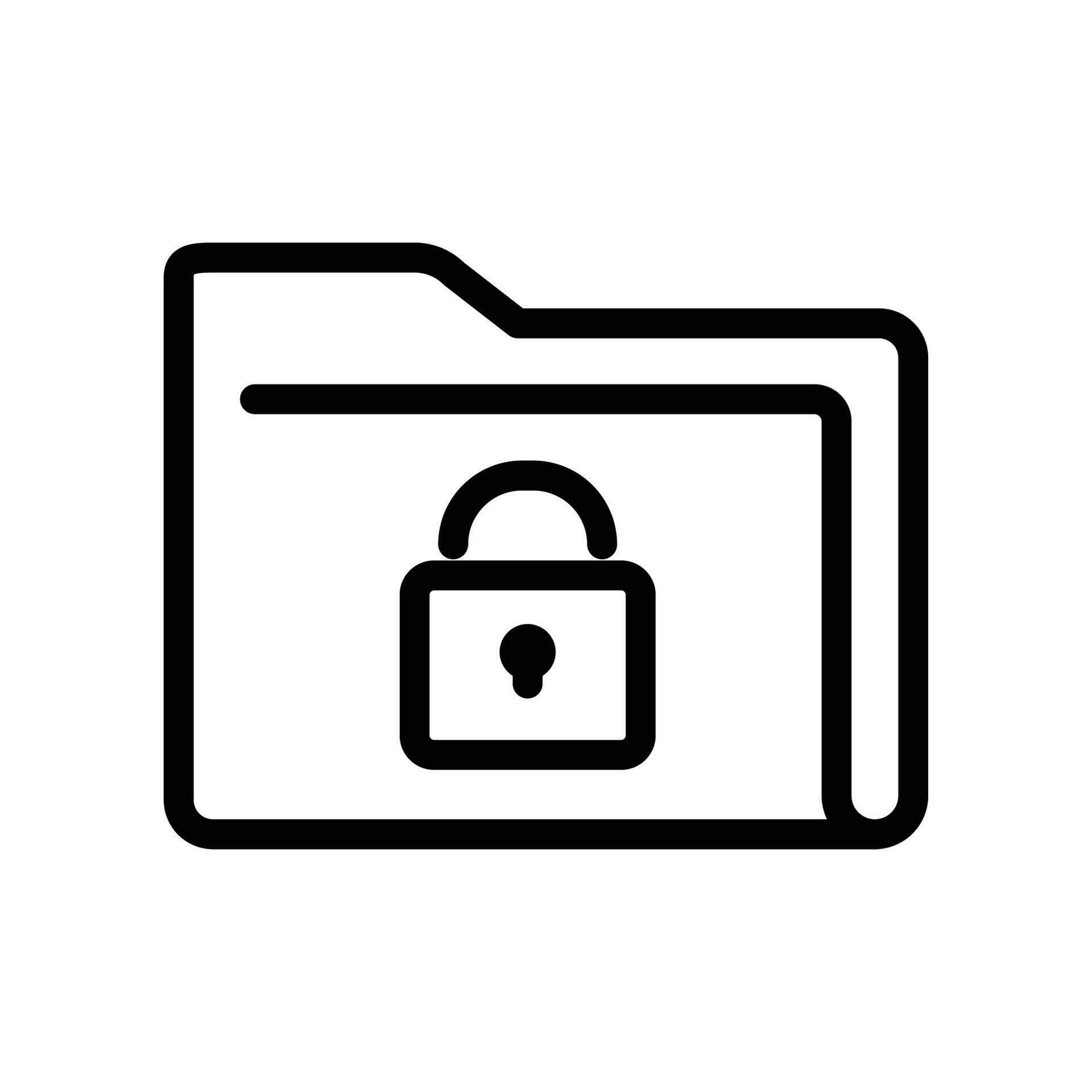 Protect documents or unlock folder icon. Folder padlock sign, secure encryption data, Block file ...