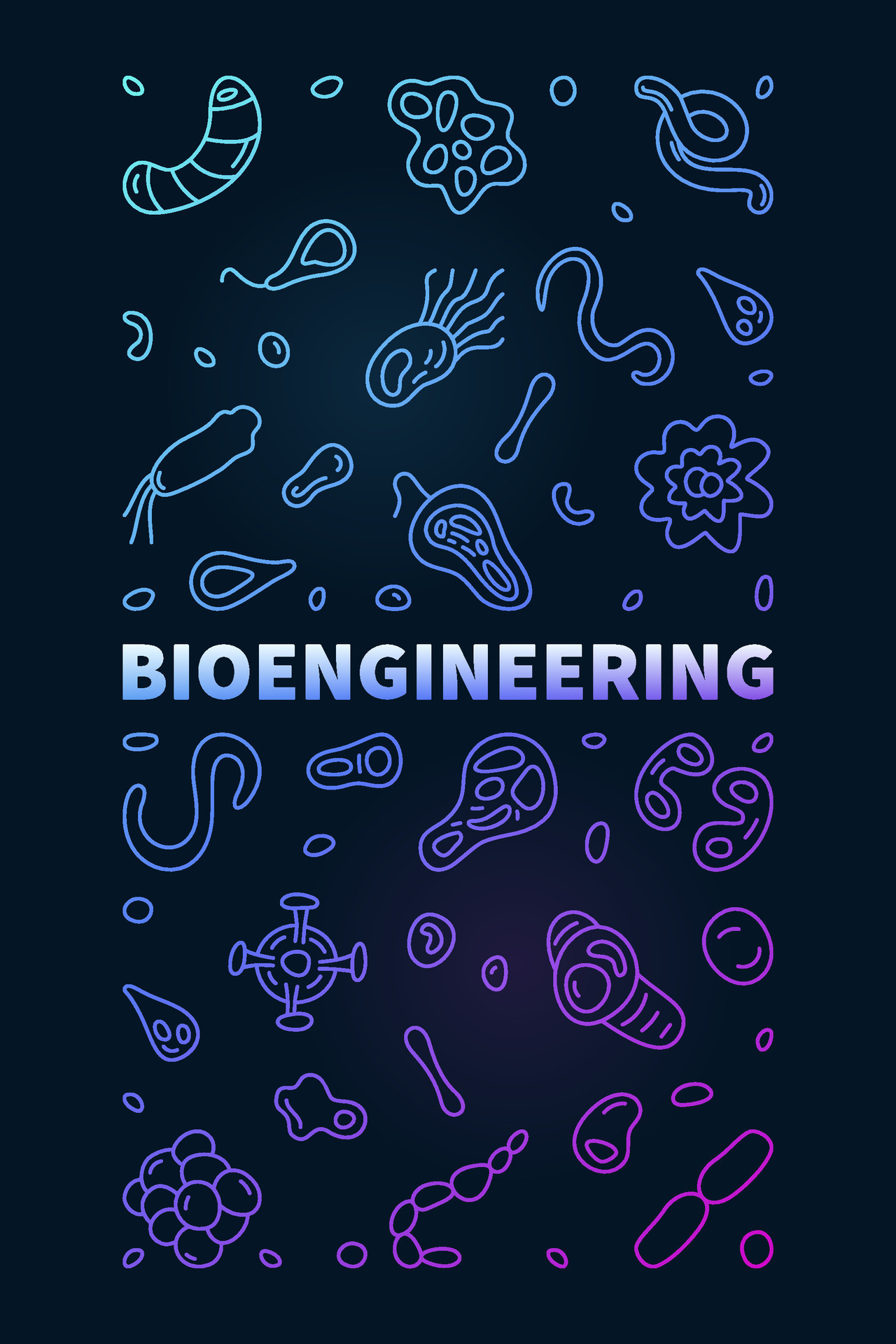 Bioengineering Vector Research Concept Vertical Outline Colored Banner Bio Engineering