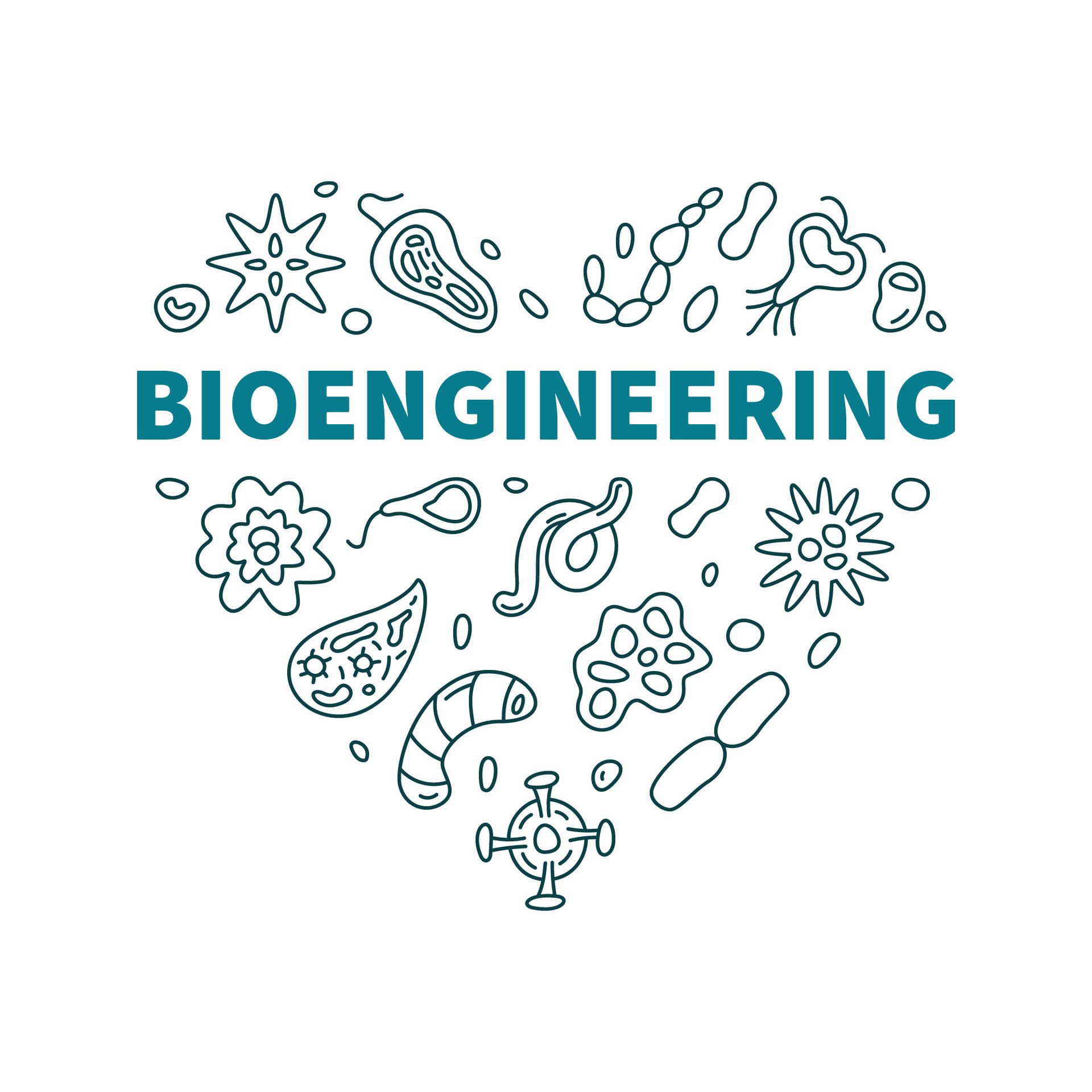 Bioengineering Vector Science Concept Heart Shaped Banner Bio Engineering Illustration