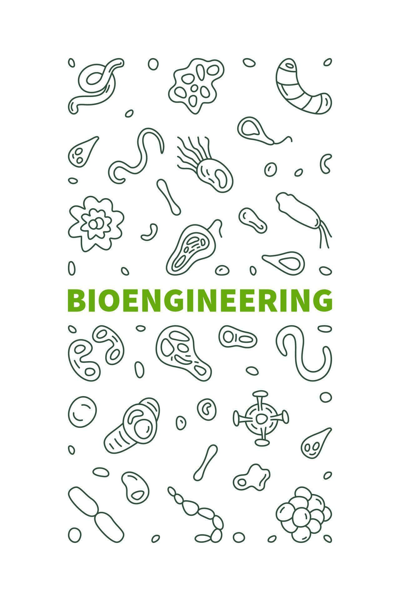 Bioengineering Vector Science Concept Outline Vertical Banner Bio Engineering Illustration