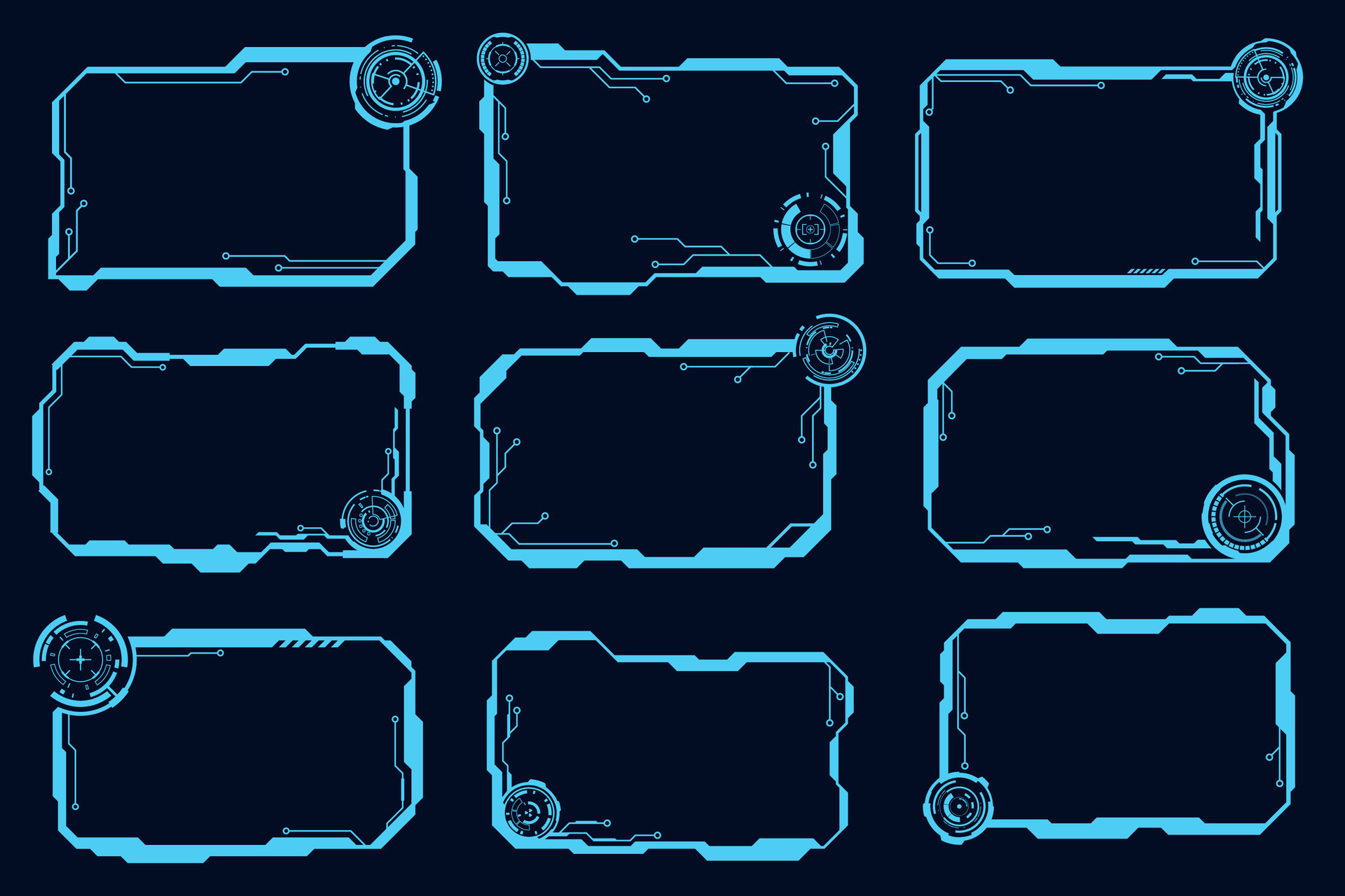 Vector futuristic hi tech frame set element. Technology HUD sci-fi square shape design. 29695723 ...