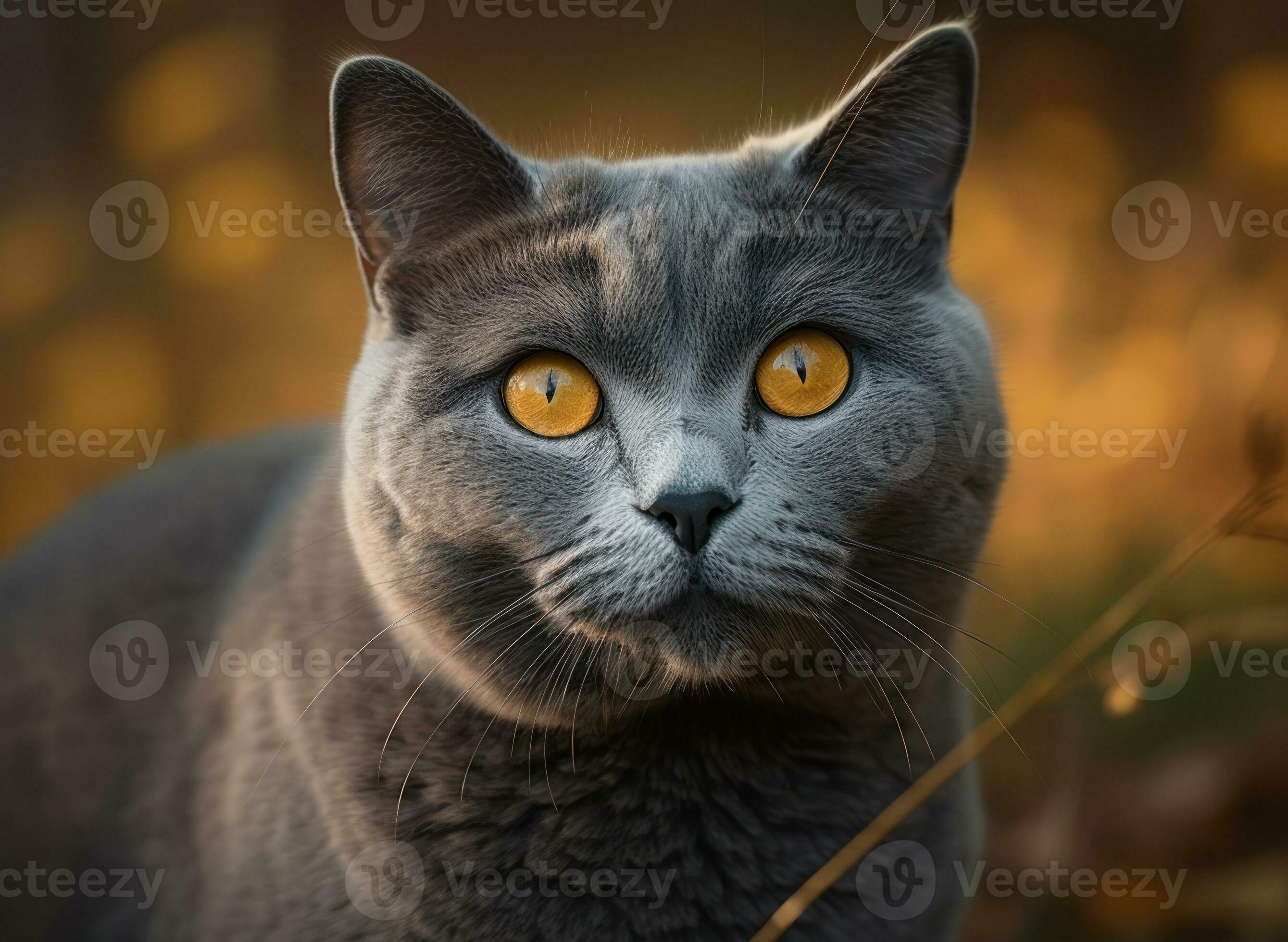 Chartreux cat portrait close up created with Generative AI technology ...
