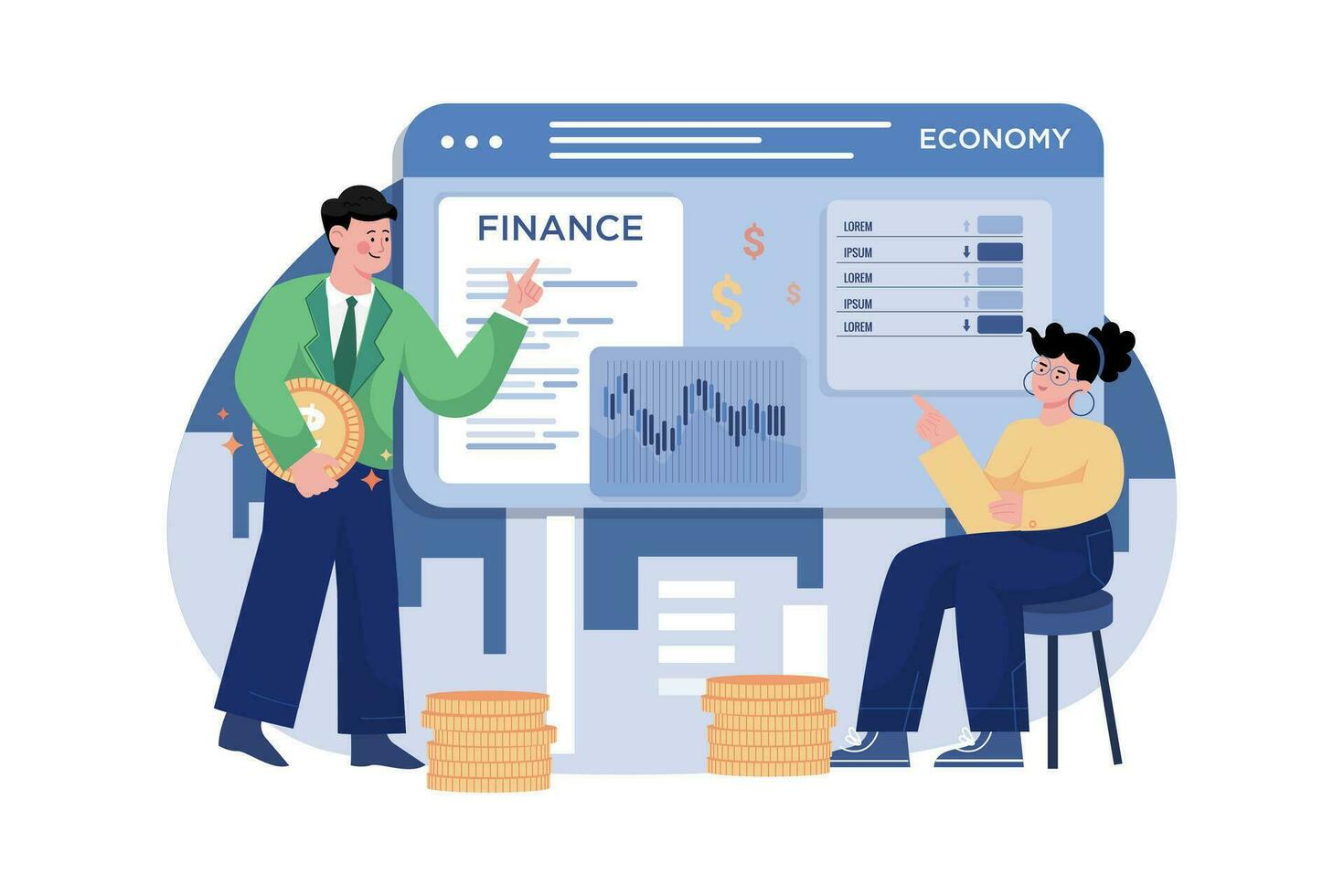 Finance and Economy Illustration concept. A flat illustration isolated ...