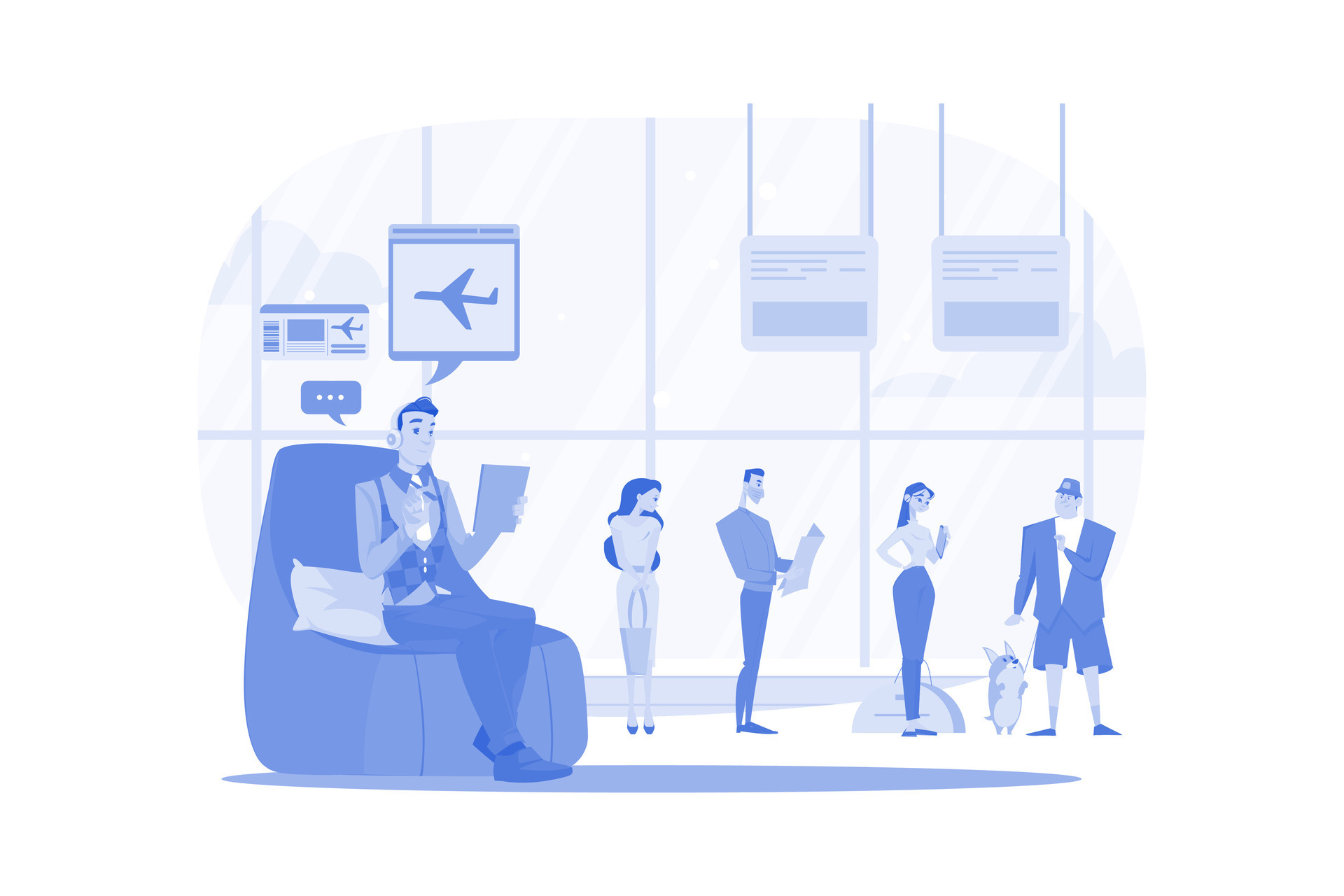 A man books tickets in advance to avoid long queues 29698660 Vector Art at Vecteezy