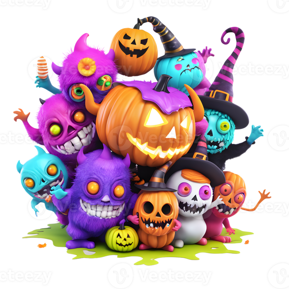 Halloween Monster Clipart, Happy Halloween Day Design, Generative AI ...