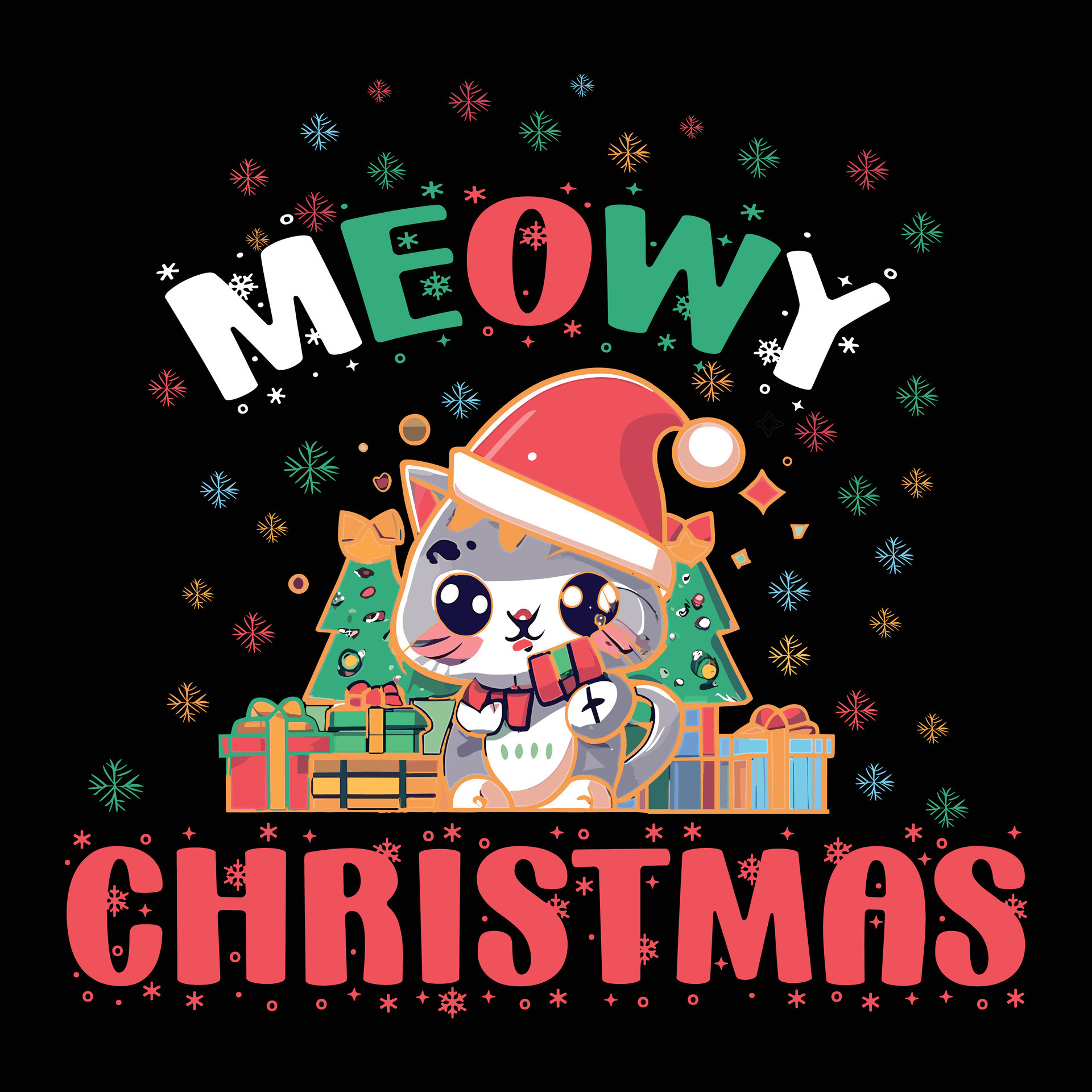 Meowy Christmas Day 29711743 Vector Art At Vecteezy