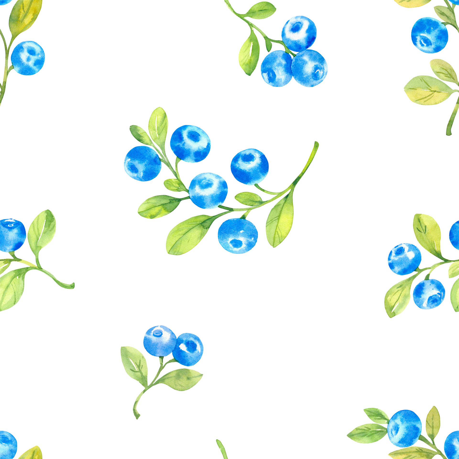 Seamless pattern with watercolor blueberries and leaves 29722533 PNG