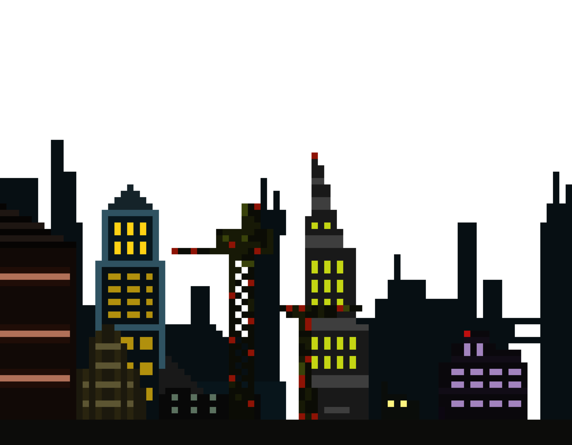 Bright Cityscape At Night Pixel Illustration 29722704 Png