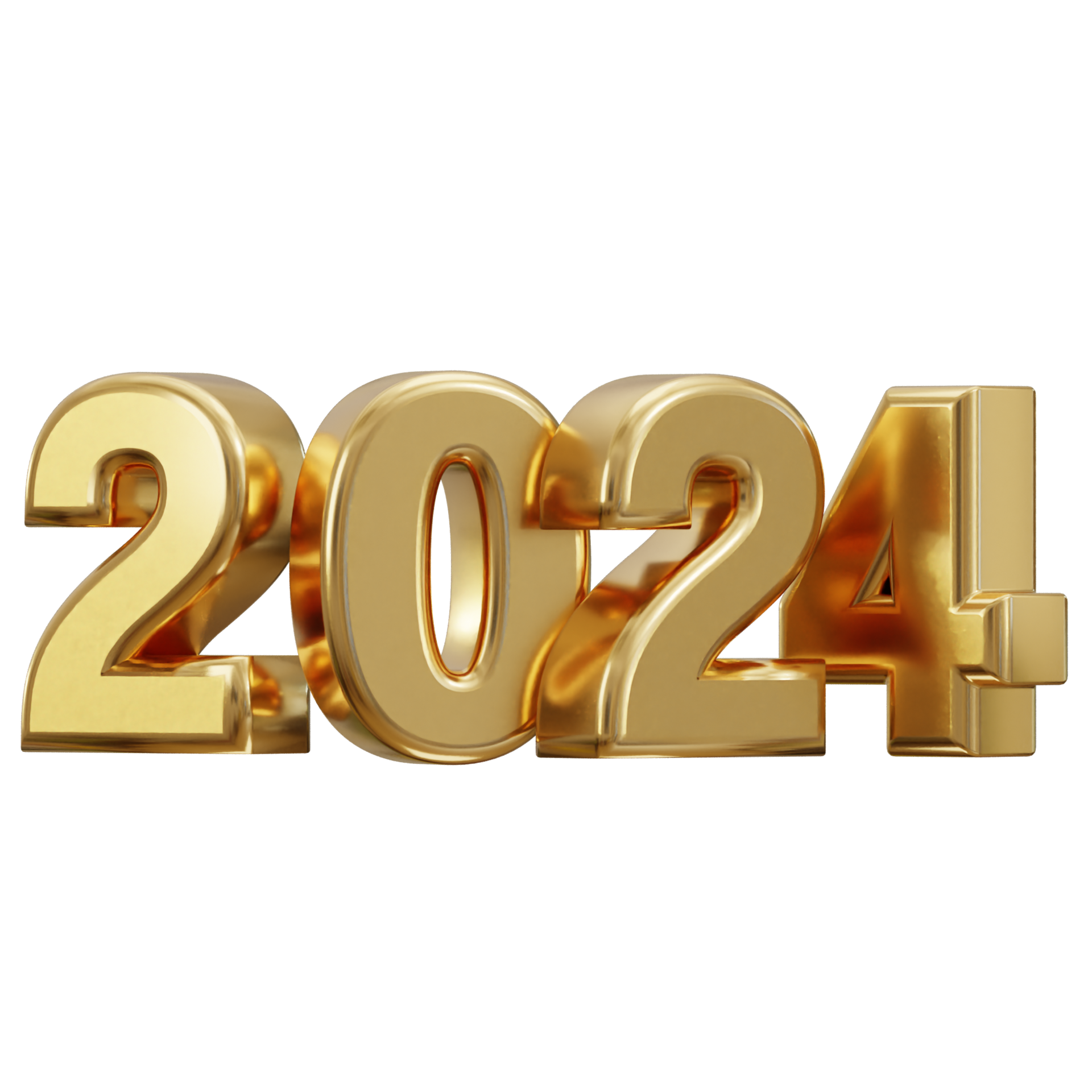 Nuevo Año 2024 Dorado Texto 3d Representación 29724775 Png