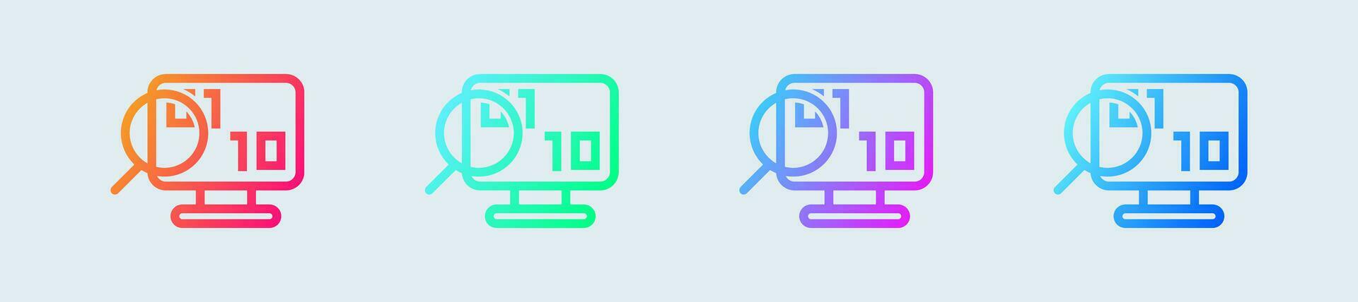 Binary Line Icon In Gradient Colors Programming Signs Vector