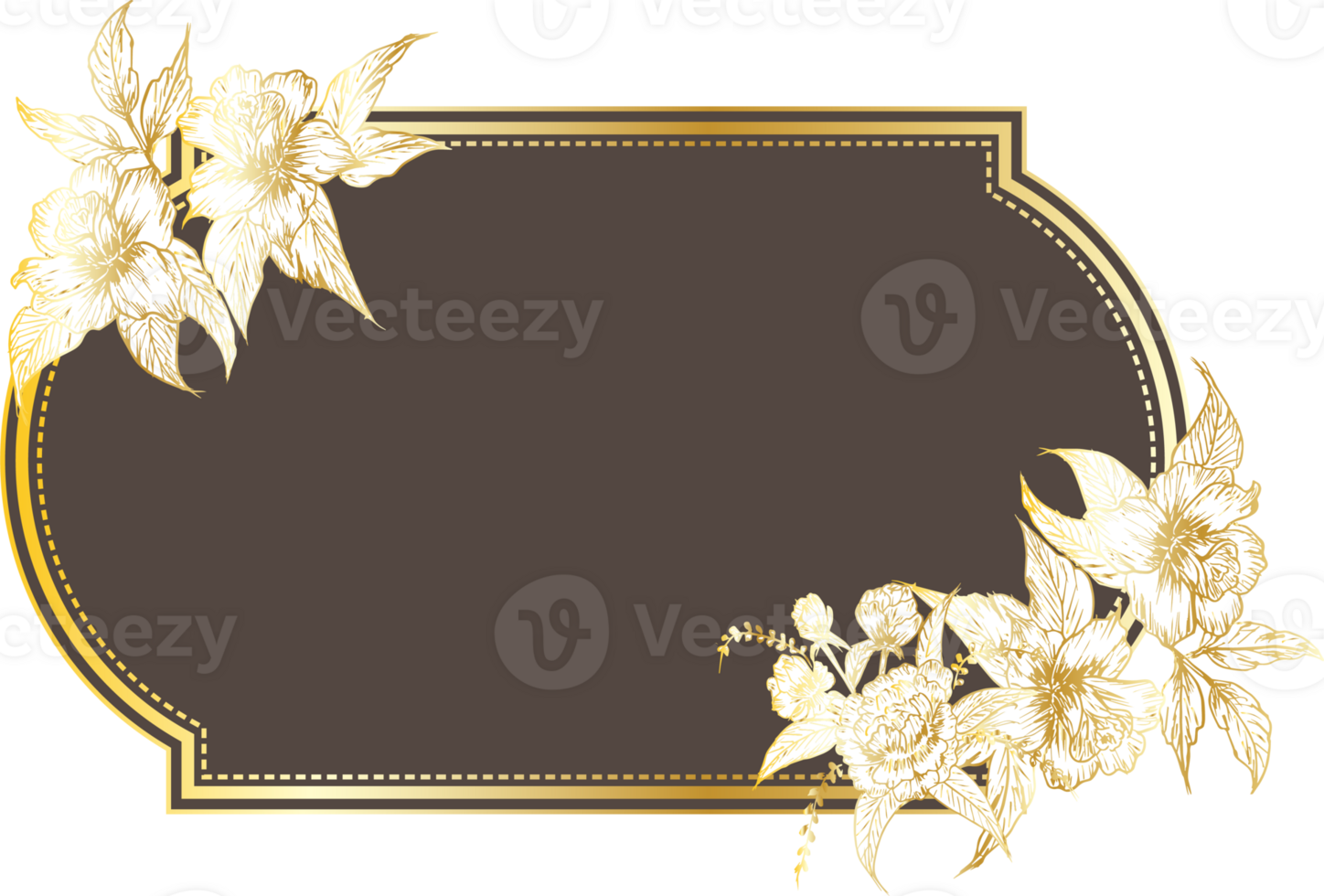 Vintage frame with hand drawn floral. 29729014 PNG