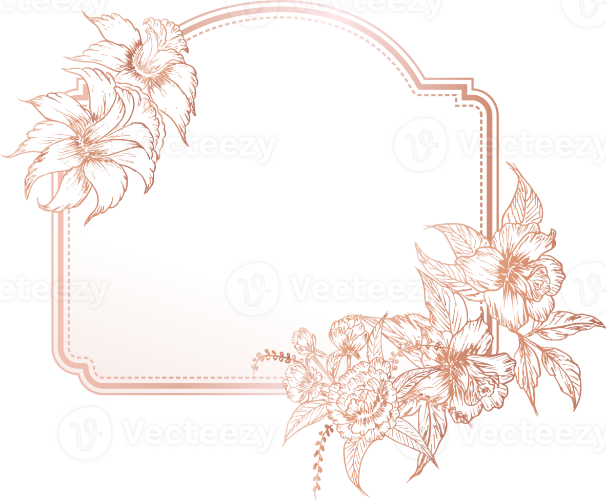 Vintage frame with hand drawn floral. 29729045 PNG