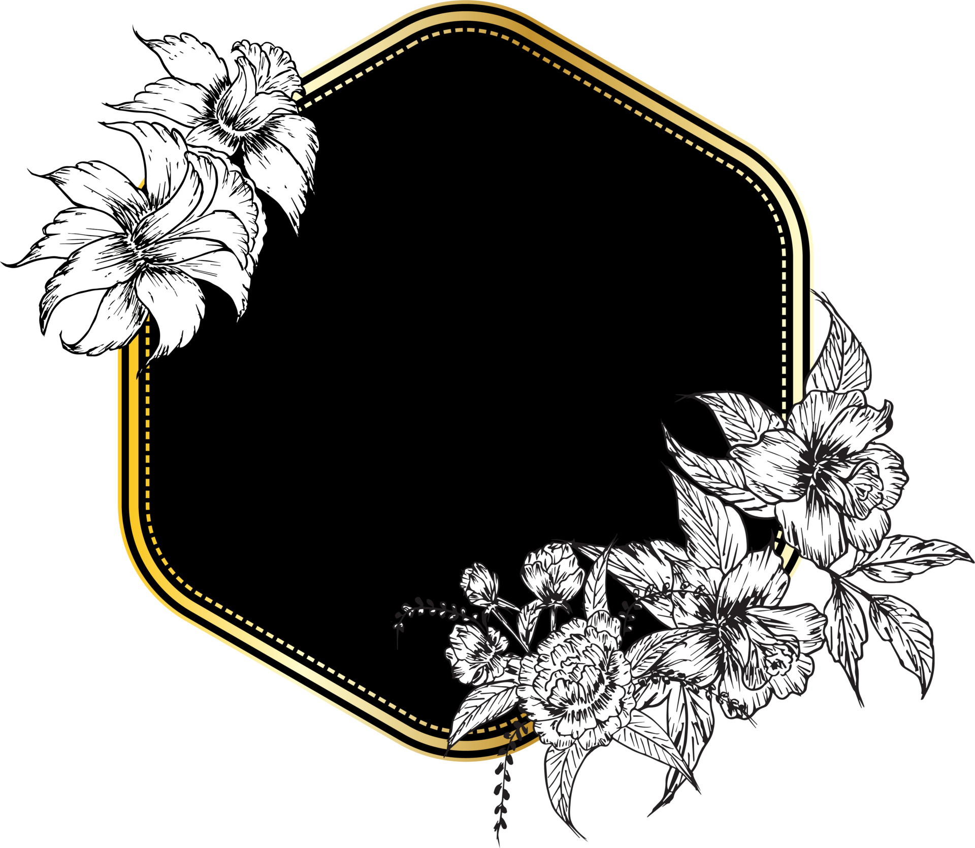 Vintage frame with hand drawn floral. 29729052 PNG