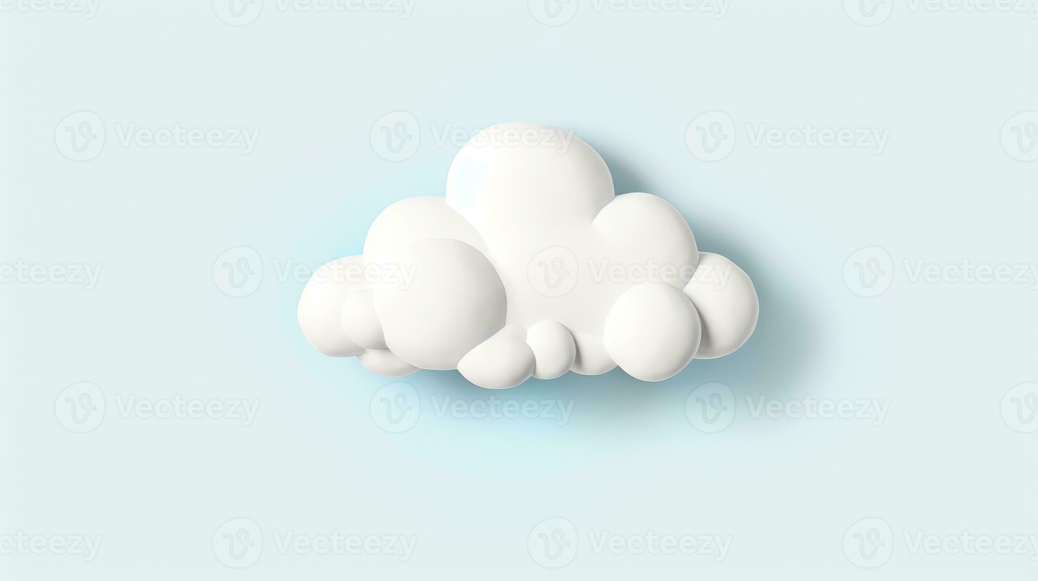 3D white cloud icon minimal style, cloud computing online service ...