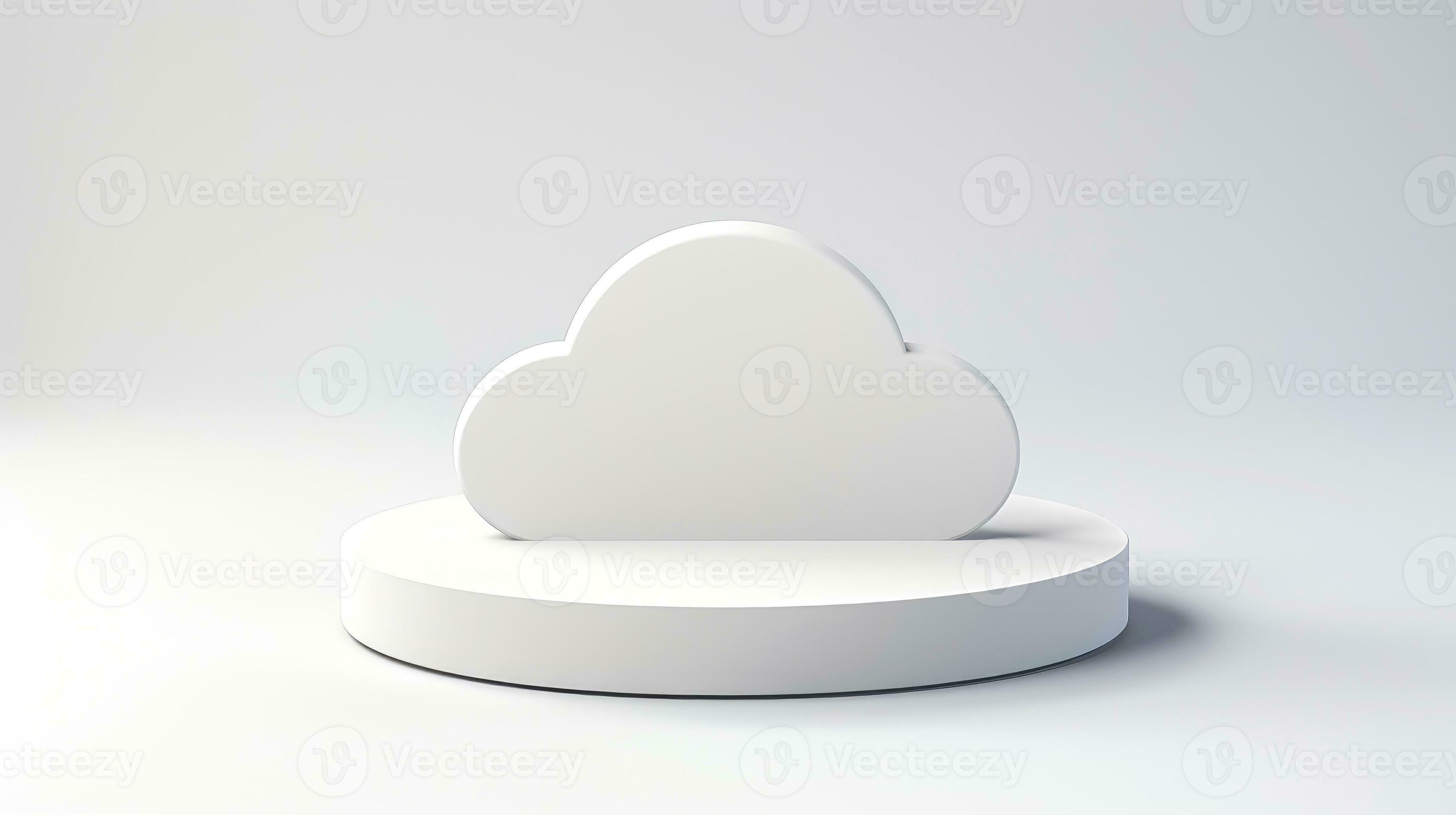 3D white cloud icon minimal style, cloud computing online service ...