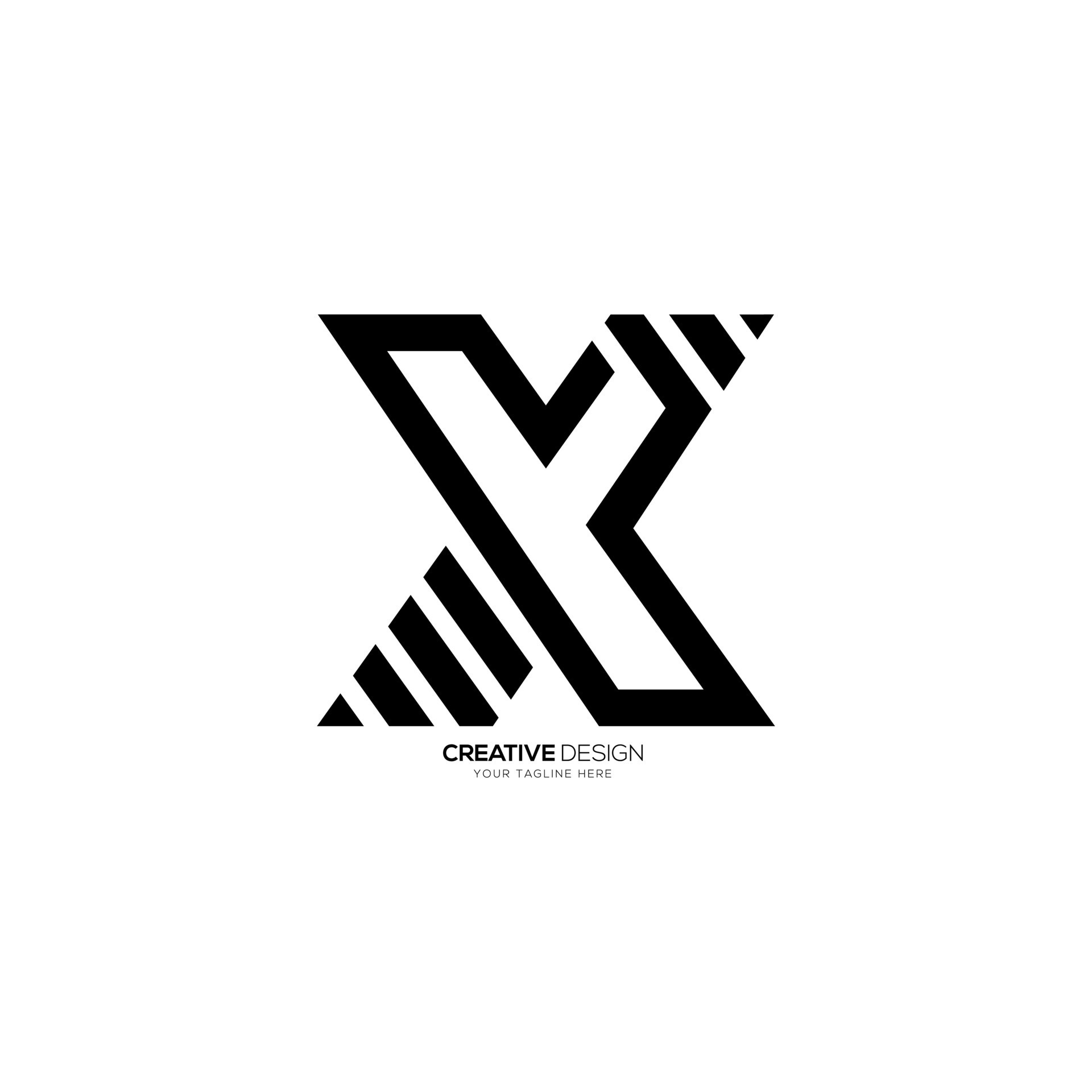 Letter Y K X Creative Simple Line Art Negative Space Monogram Fashion