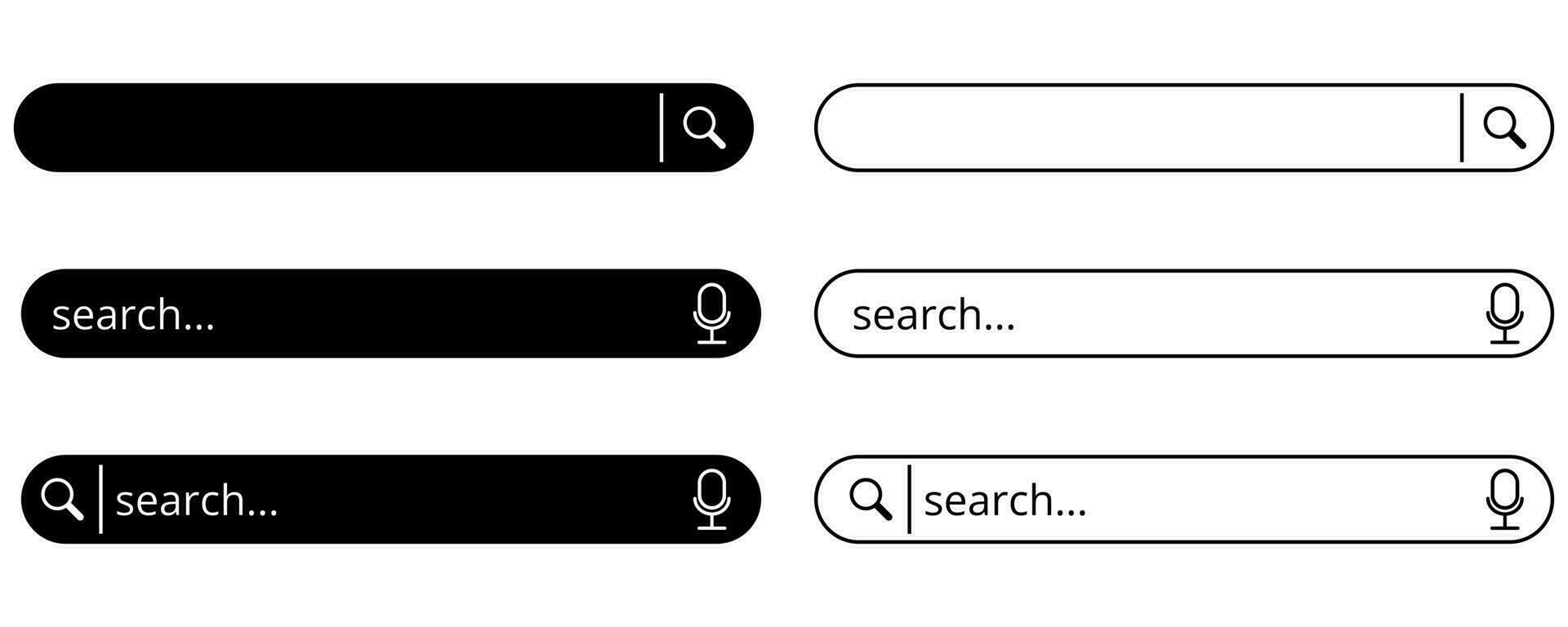 outline silhouette Search Bar icon set isolated on white background ...