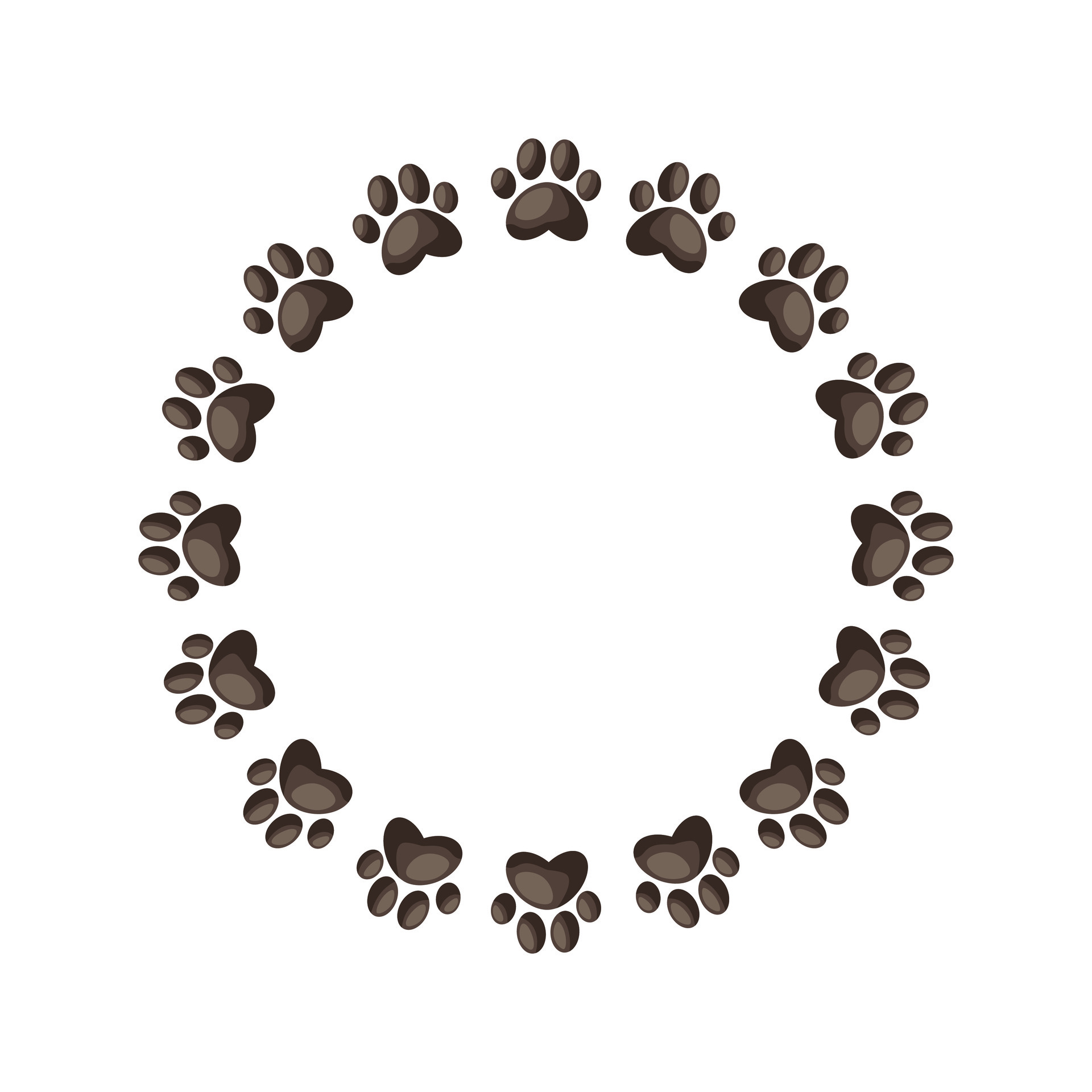 Cute cat paw print frame. Dog paw print circle frame. Pet foot trail ... Cute cat paw print frame. Dog paw print circle frame. Pet foot trail ...