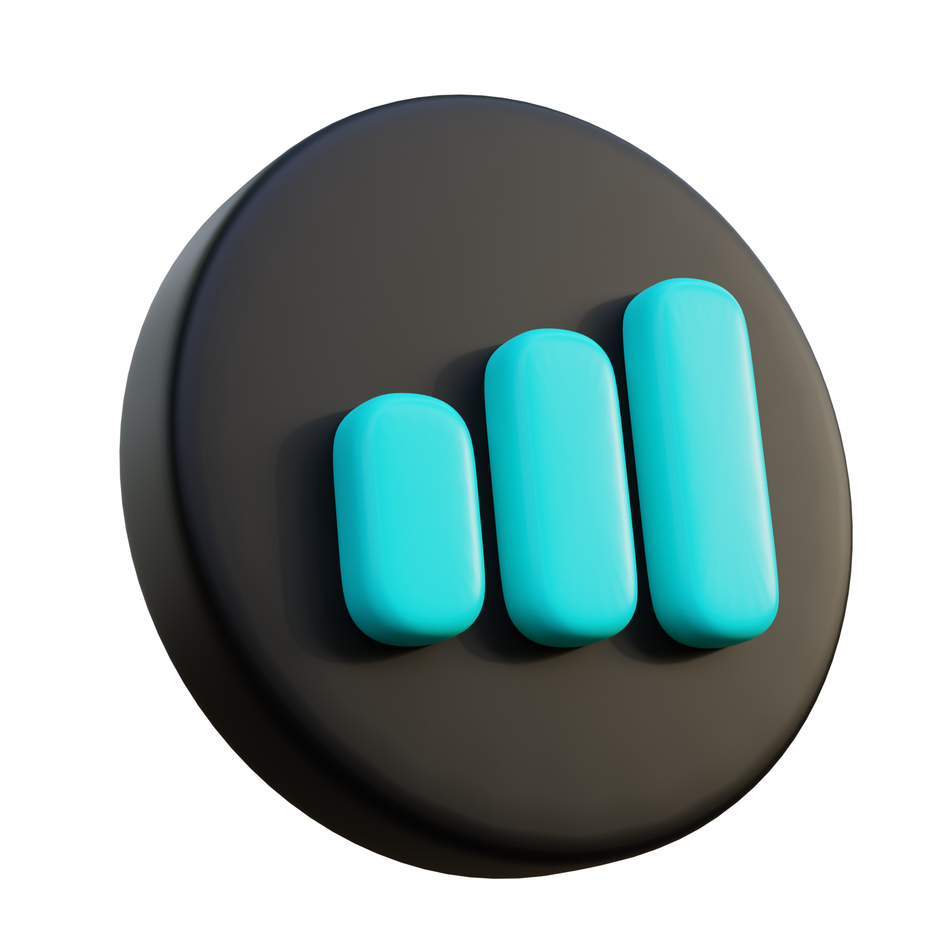 Bar Chart 3d Icon On Black Circle 29752715 Png