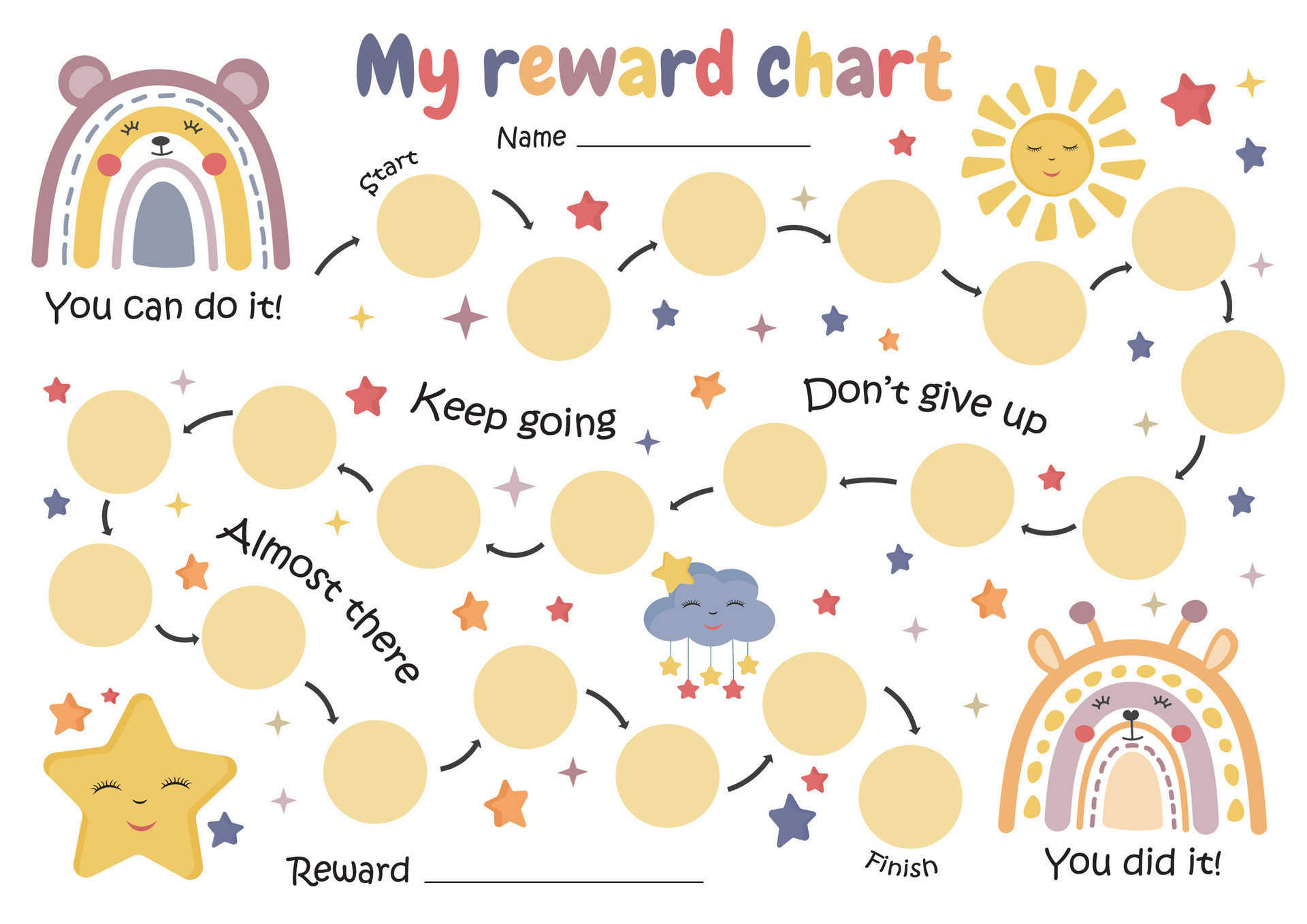 Printable rainbows reward chart, toddler potty chart, kids behavior ... Printable rainbows reward chart, toddler potty chart, kids behavior ...