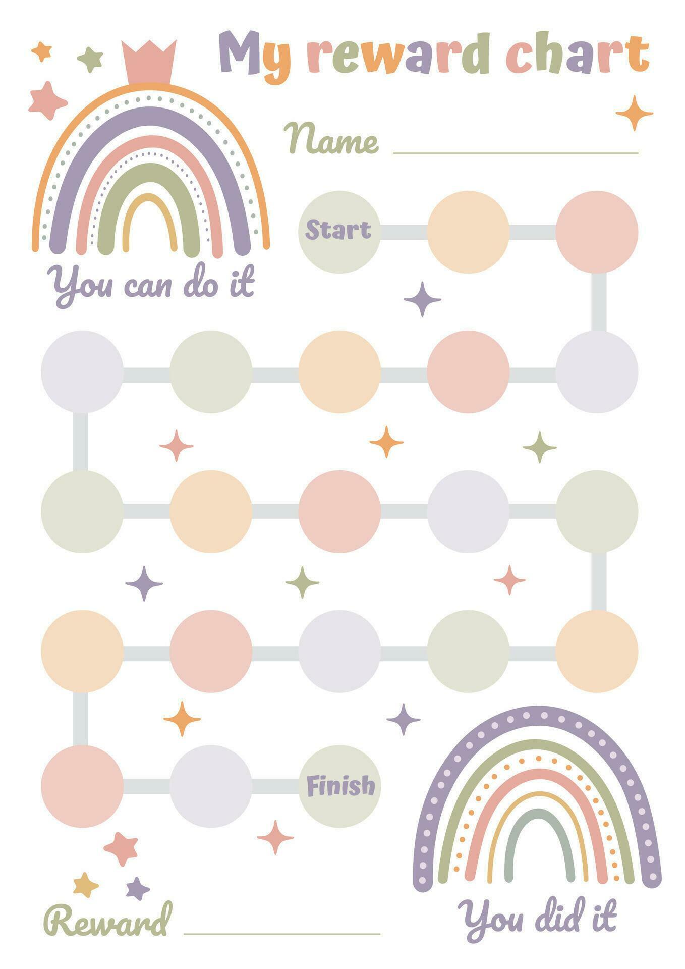 Rainbow reward chart, sticker behavior chart, chore chart for kids ...