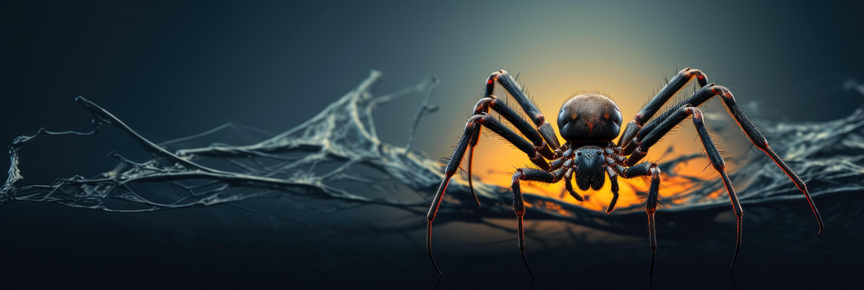 A Diy Creepy Spider Halloween Yard Decoration Isolated On A Gradient Background 29761136 Stock