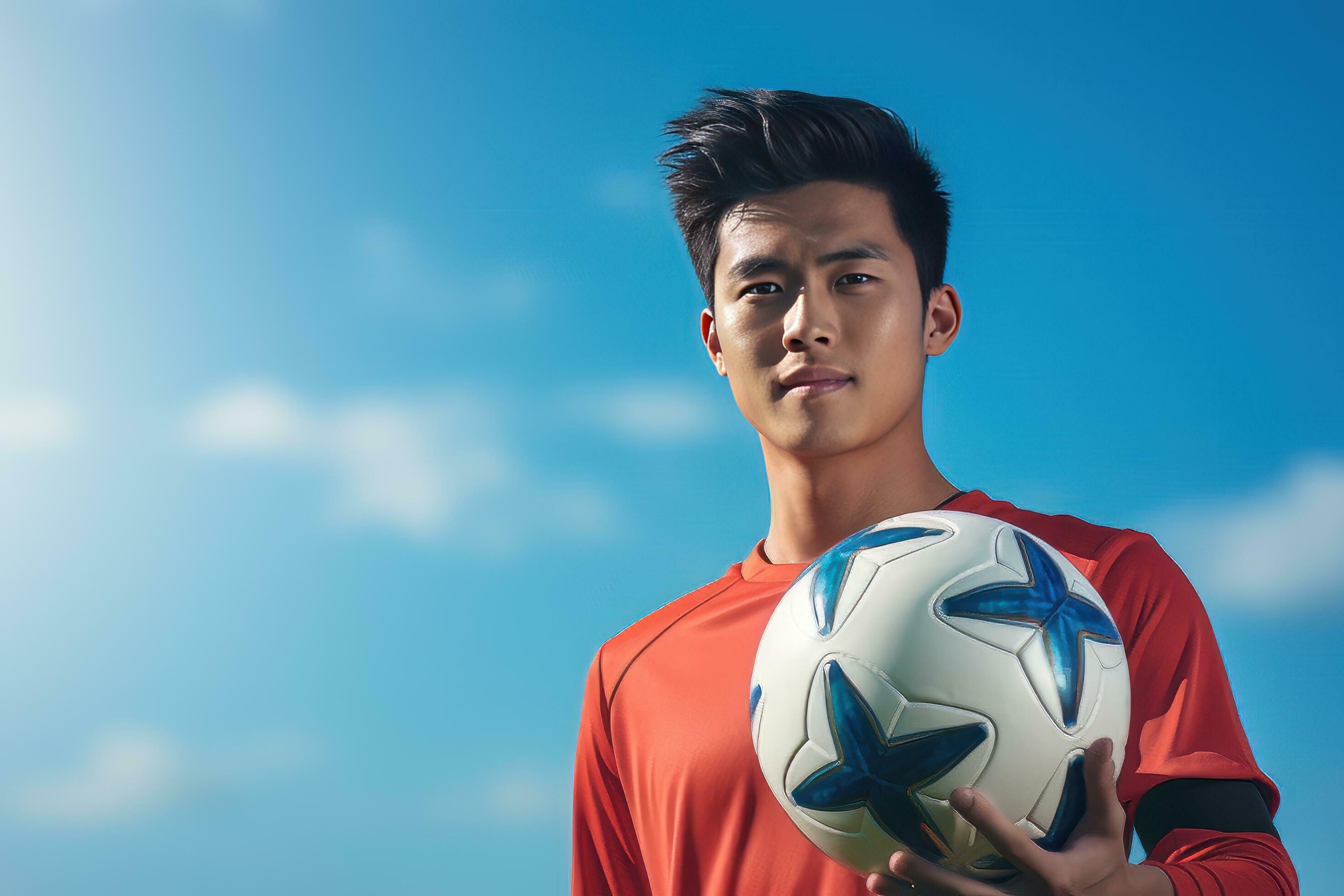 Handsome Asian Soccer Player Portrait Of A Handsome Asian Athlete Male