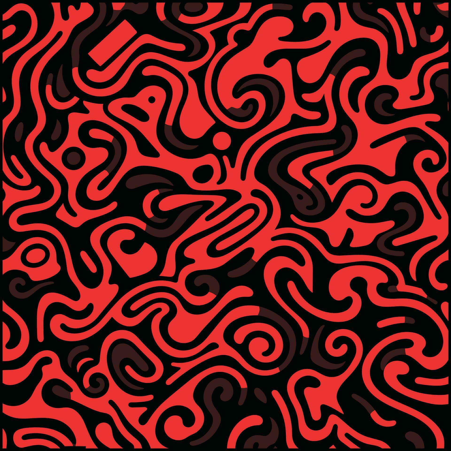 red and black pattern with a black graphic design, in the style of ...