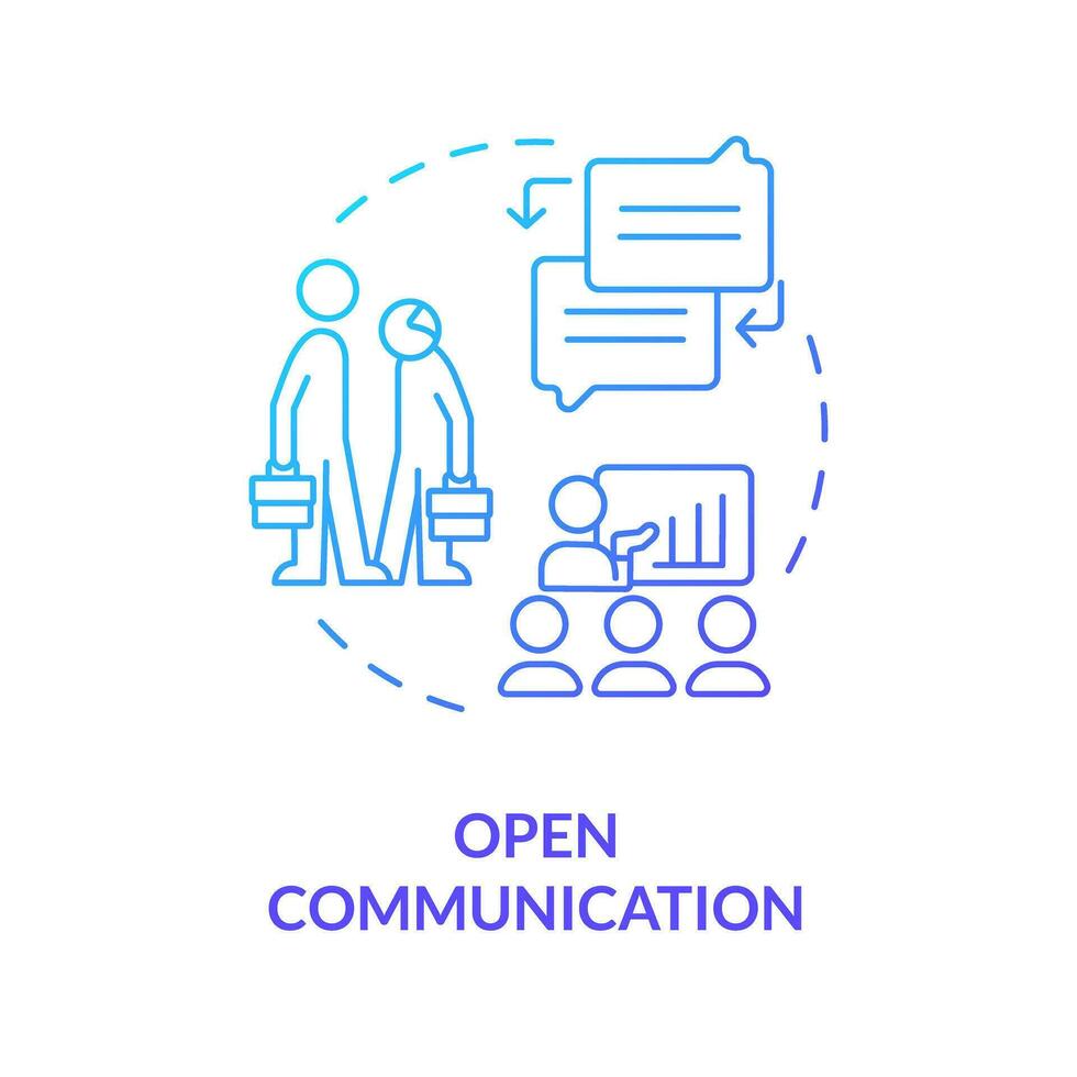 2d Gradient Open Communication Thin Line Icon Concept Isolated Vector Blue Illustration