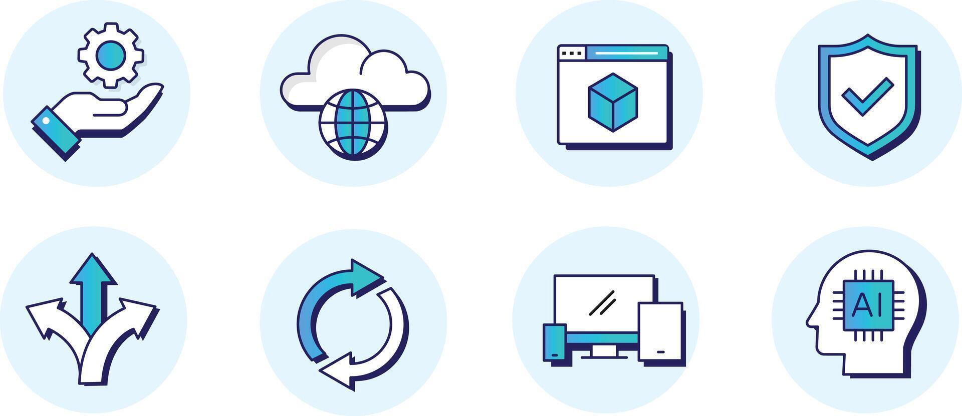 Cloud Computing Icons. Cloud-based Software Icons. Remote Work Icons ...