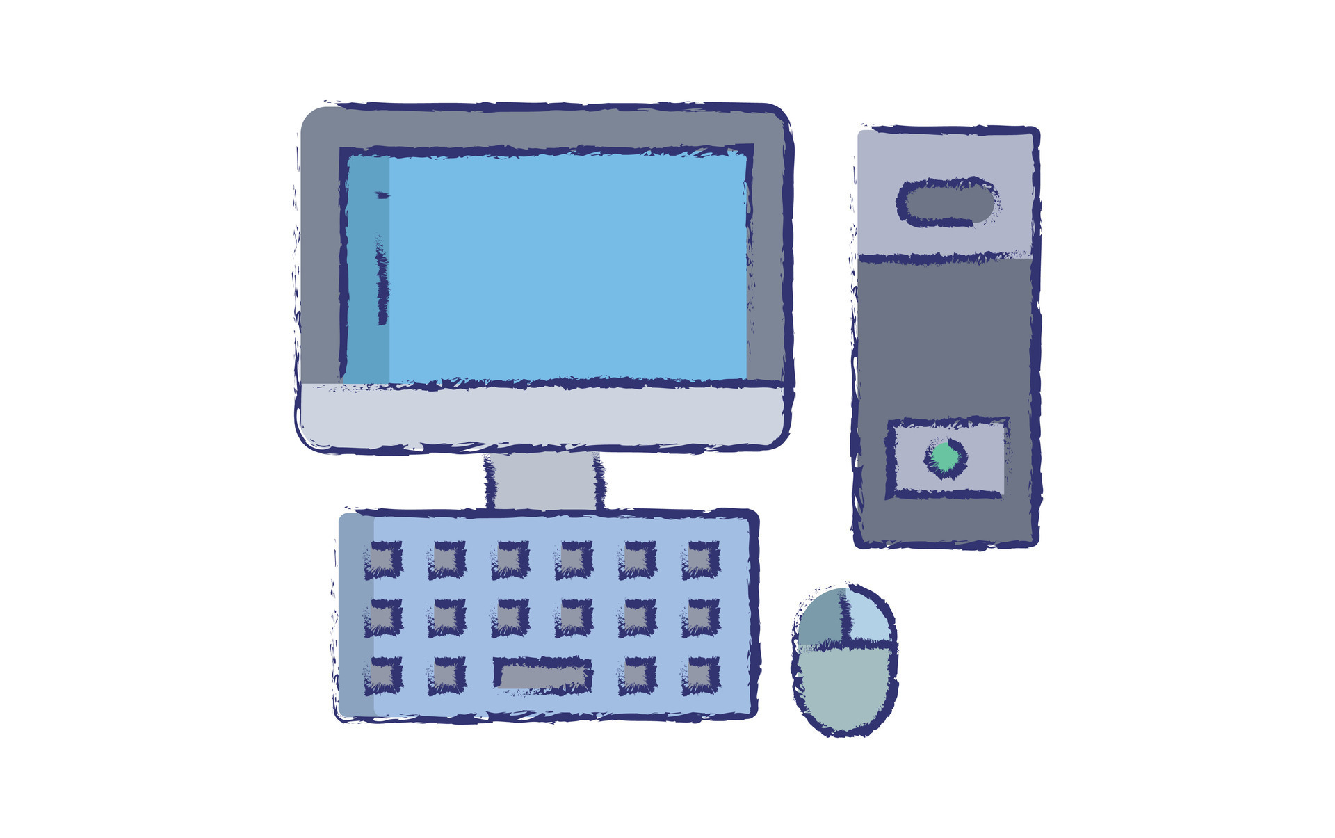 escritorio computadora mano dibujado ilustración 29775311 Vector en ...