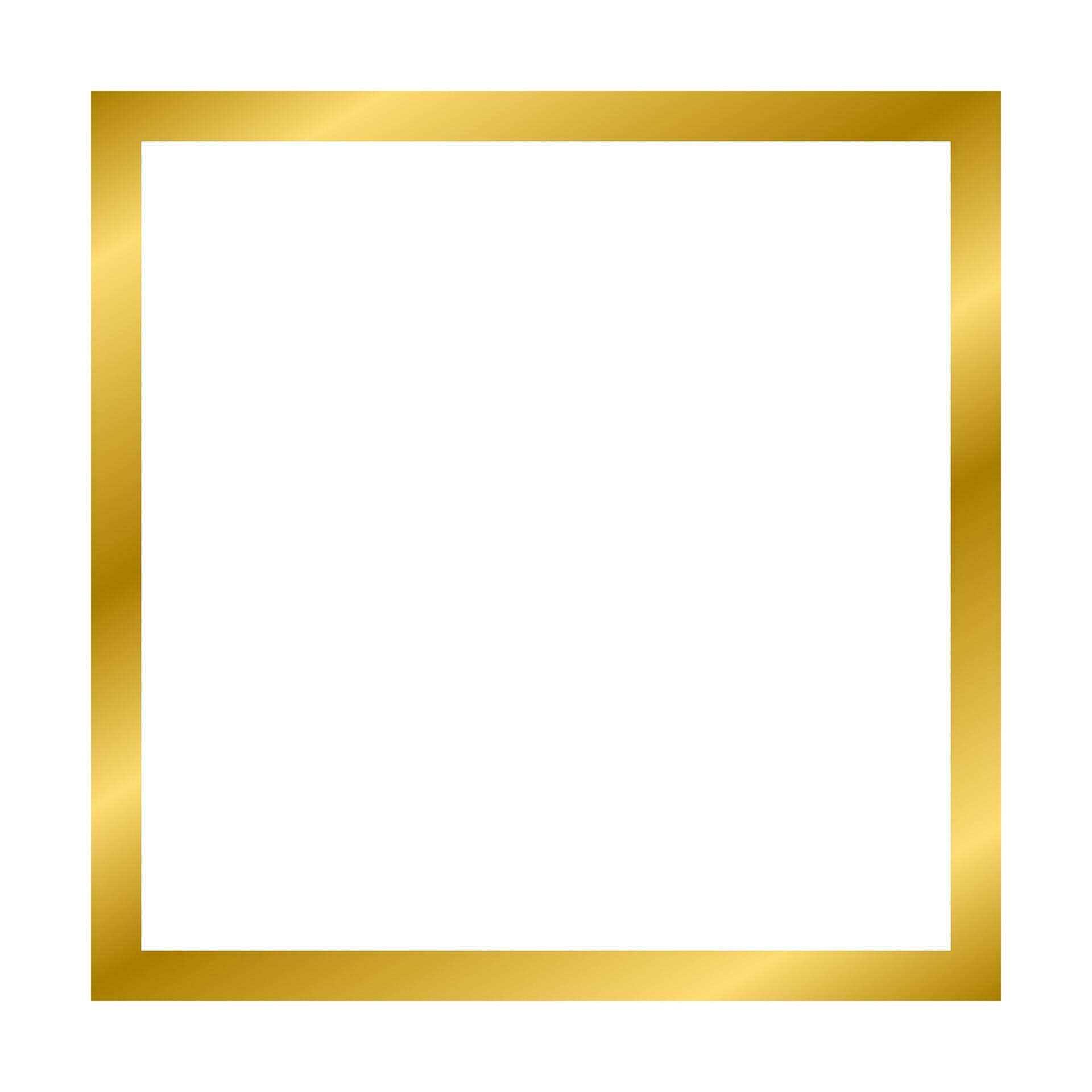 Gold shiny glowing vintage square frame with shadows isolated on white background. Gold ...