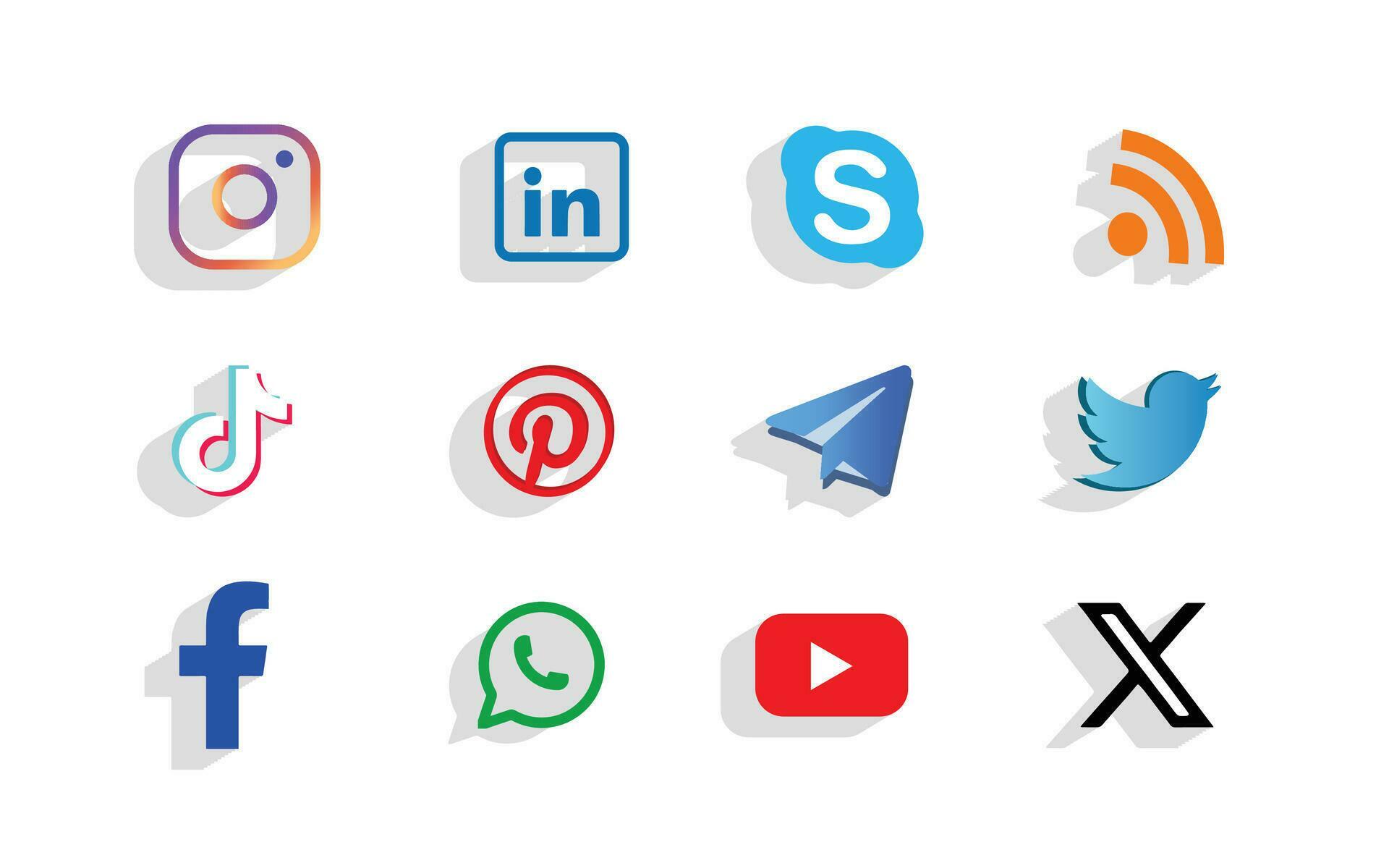 Free vector big collection of social media set with facebook, instagram, twitter, tiktok ...