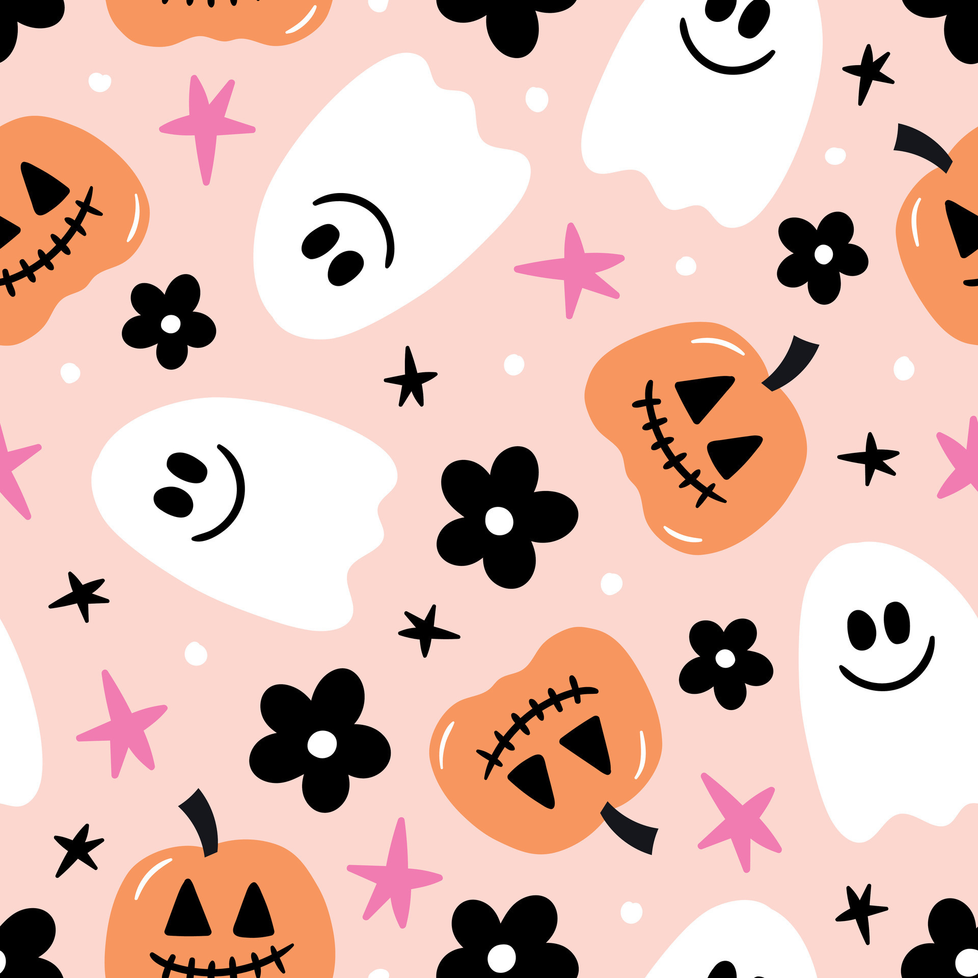 Groovy Halloween Pattern Pumpkin background halloween background ghosts ...