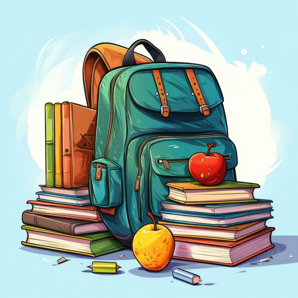 Back to school. backpacks and textbooks 29802287 Stock Photo at Vecteezy
