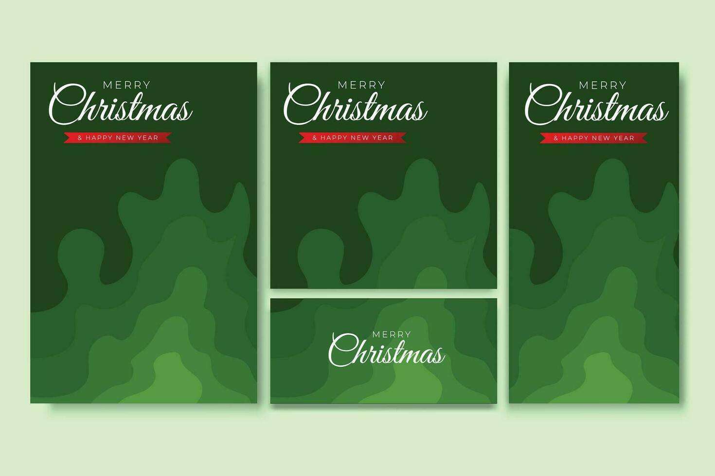 Merry Christmas Flyer and Social Media Bundle Set with Abstract ...